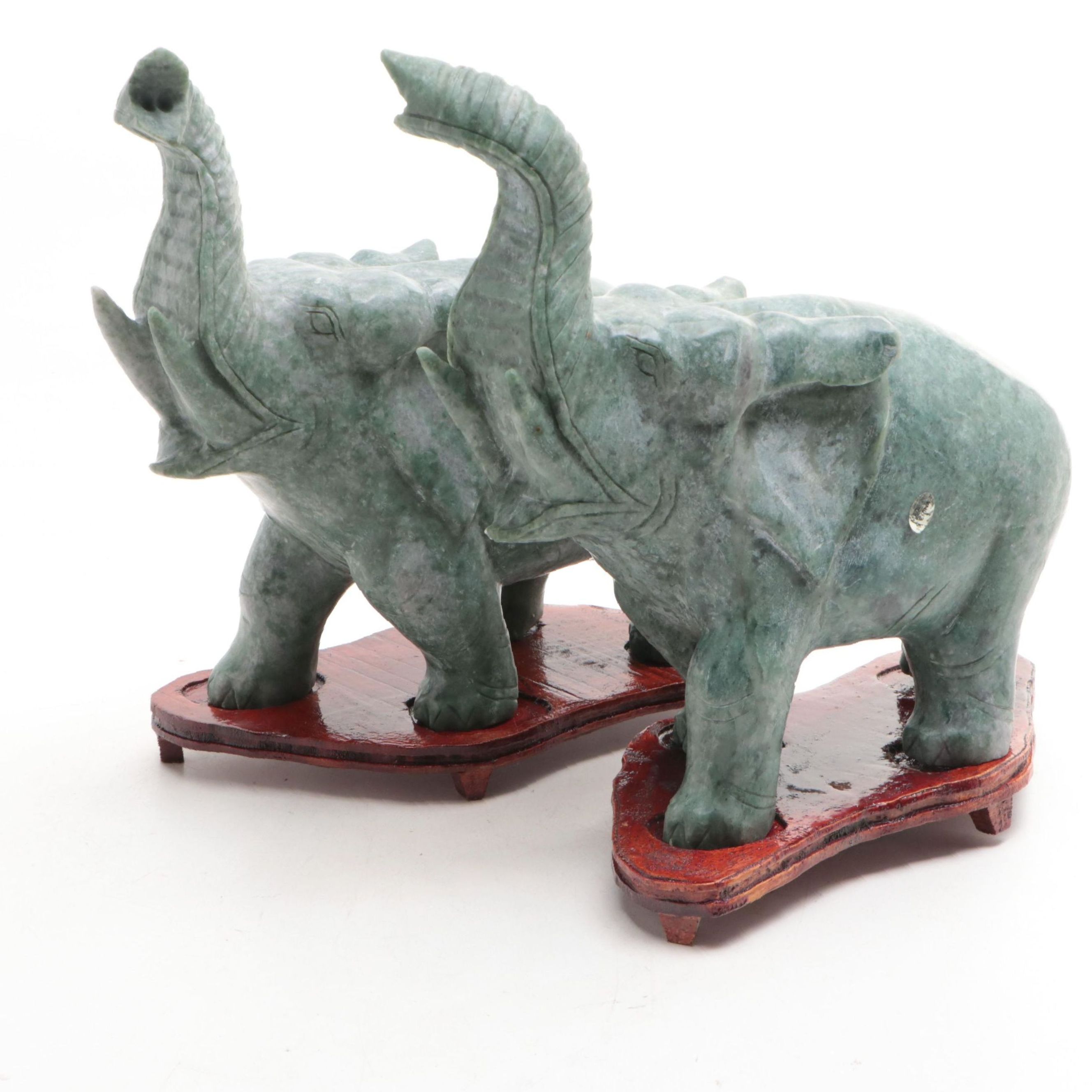 Chinese Hand-Carved Soapstone Elephant Figurines | Everything But The House