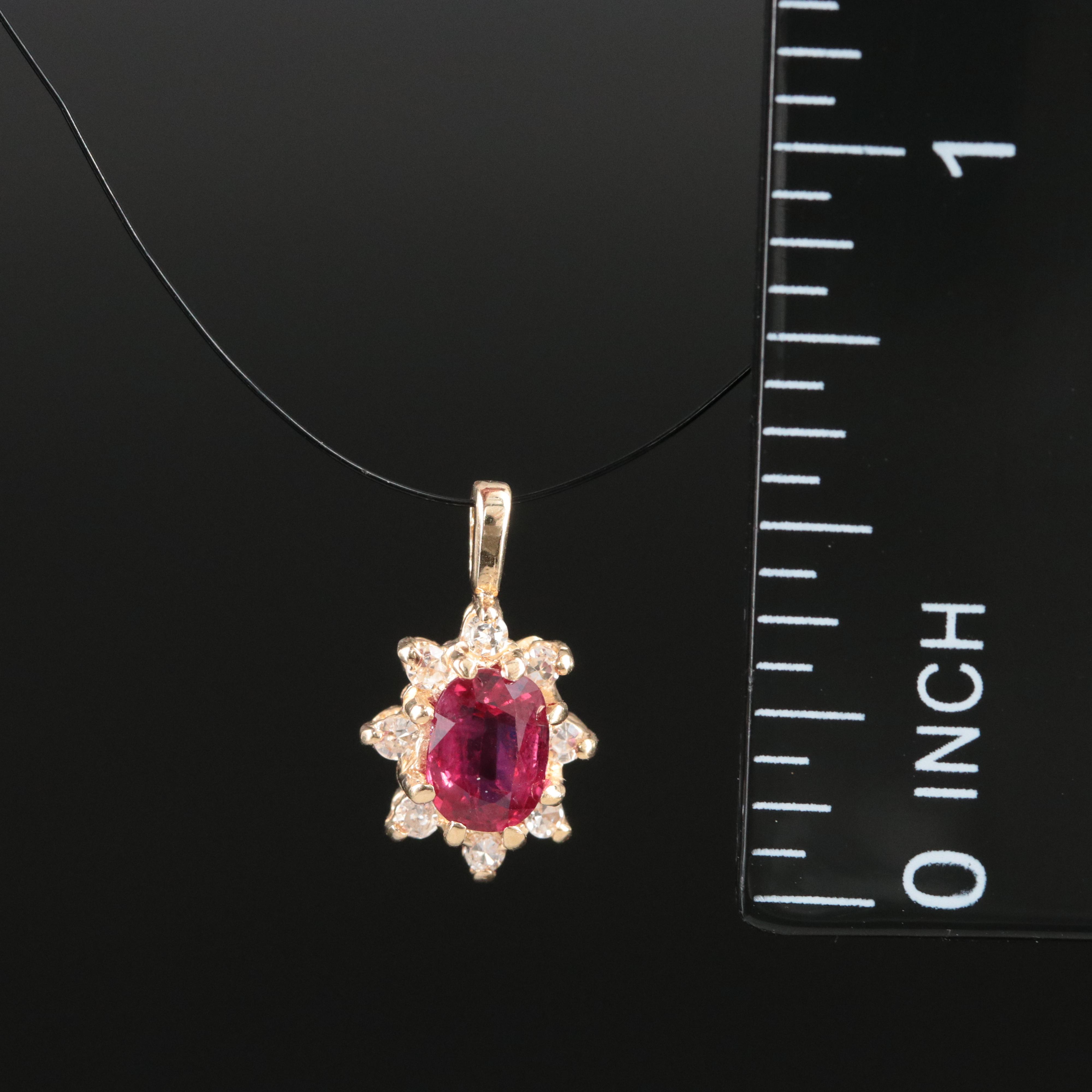 14K Ruby and Diamond Pendant | EBTH