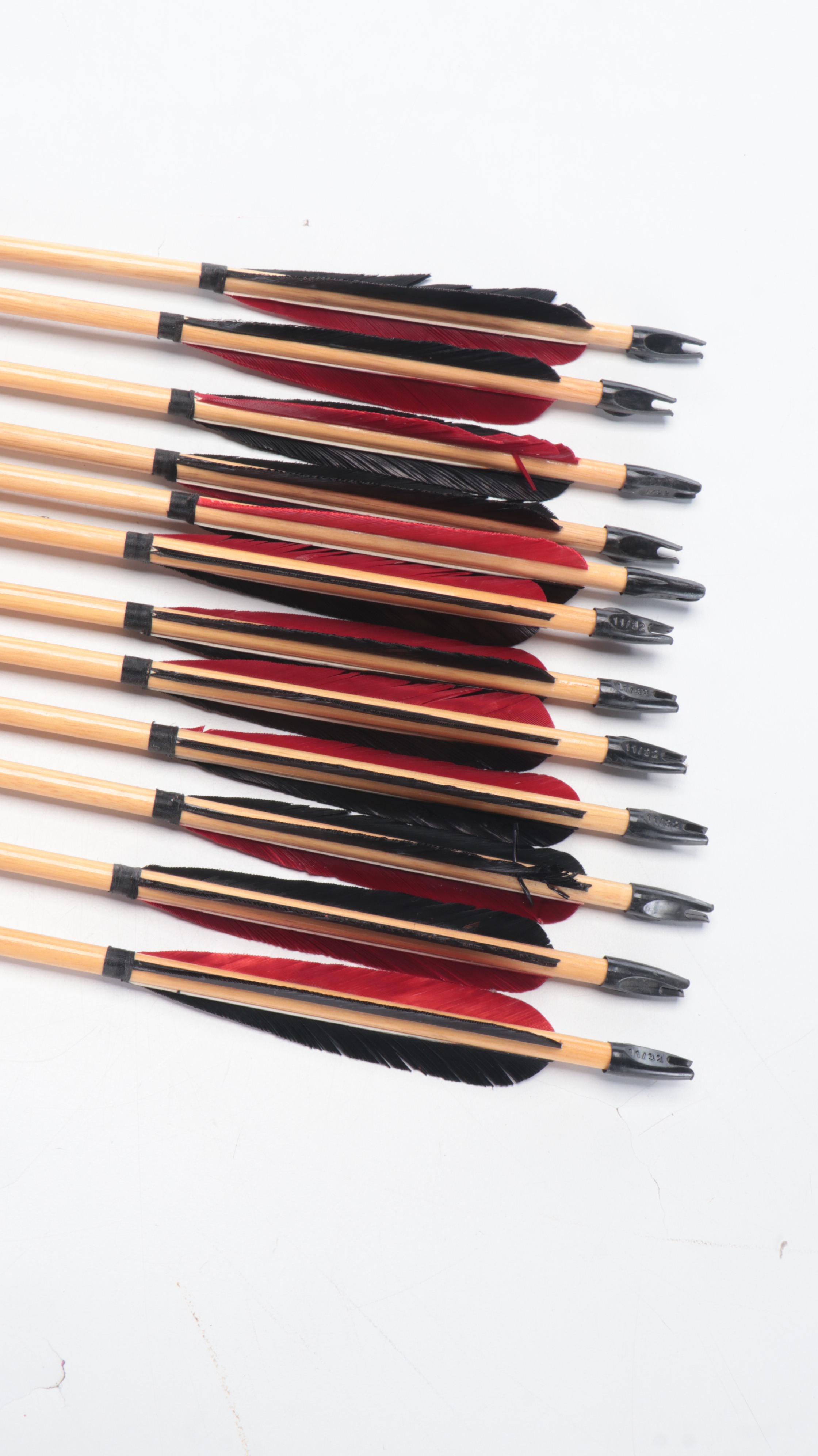 Red Leather Reflex Bows with Leather Quiver and Bullet Tipped Arrows ...