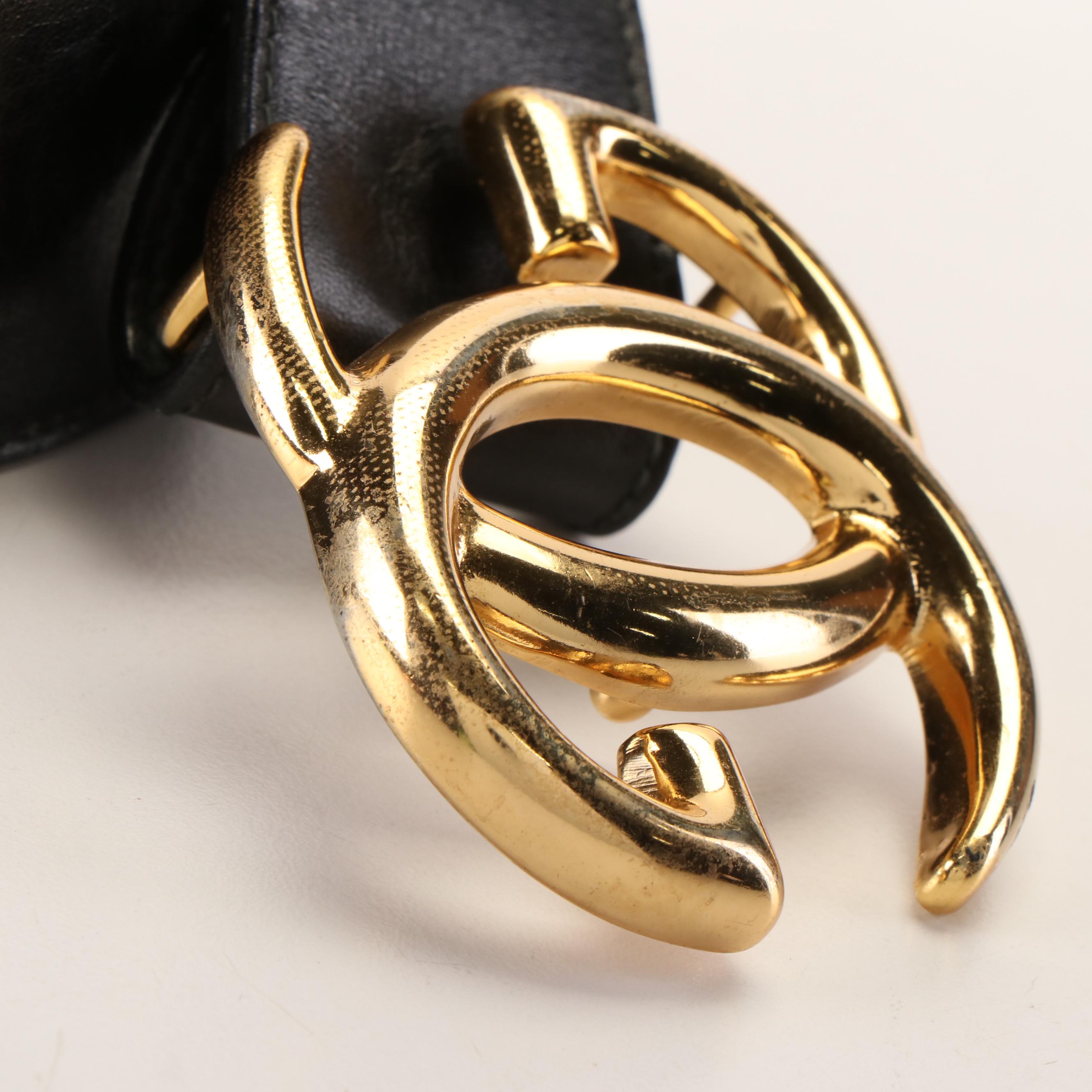 Gucci Interlocking GG Logo Wide Black Leather Belt | Everything But The ...