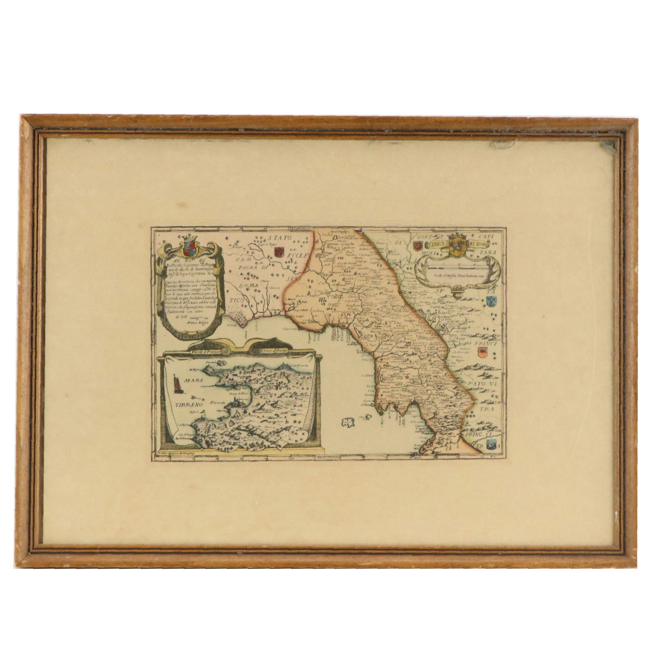 Hand-Colored Lithograph Map of Italy | Everything But The House