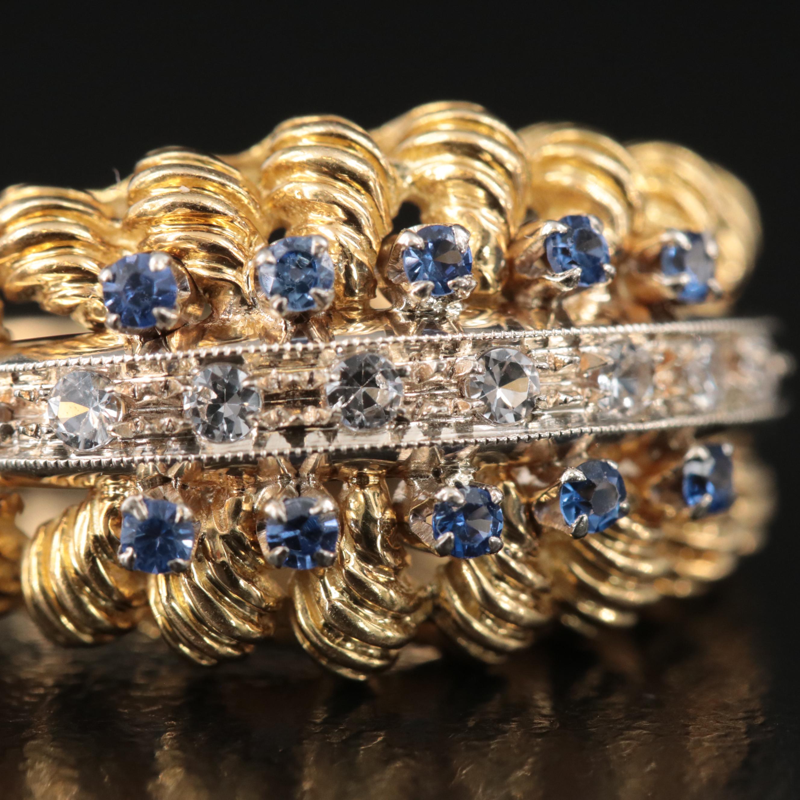 1960s 18K Sapphire and Spinel Ruffle Ring | Everything But The House