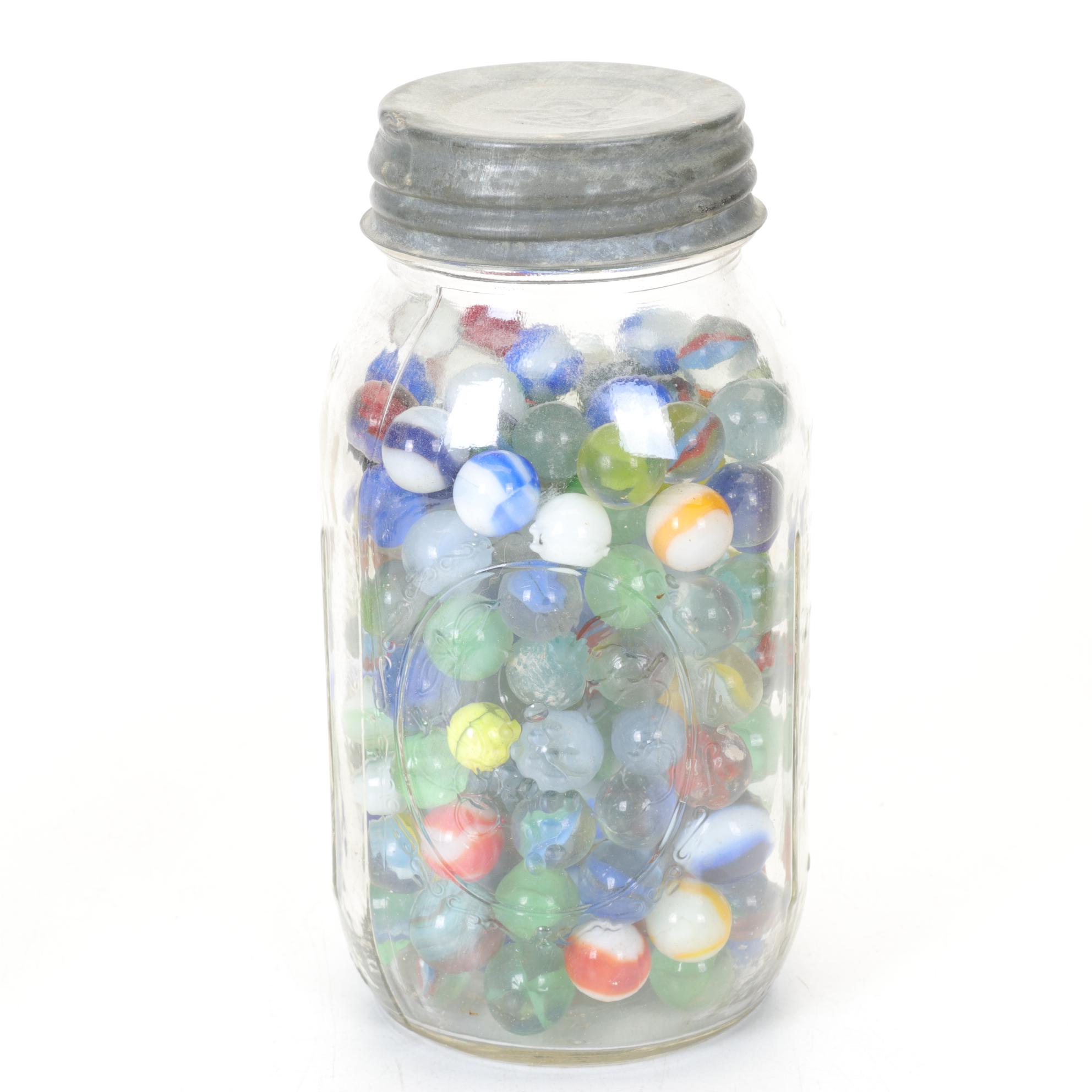 Marbles and Alphabet Blocks in Mason Jars | Everything But The House