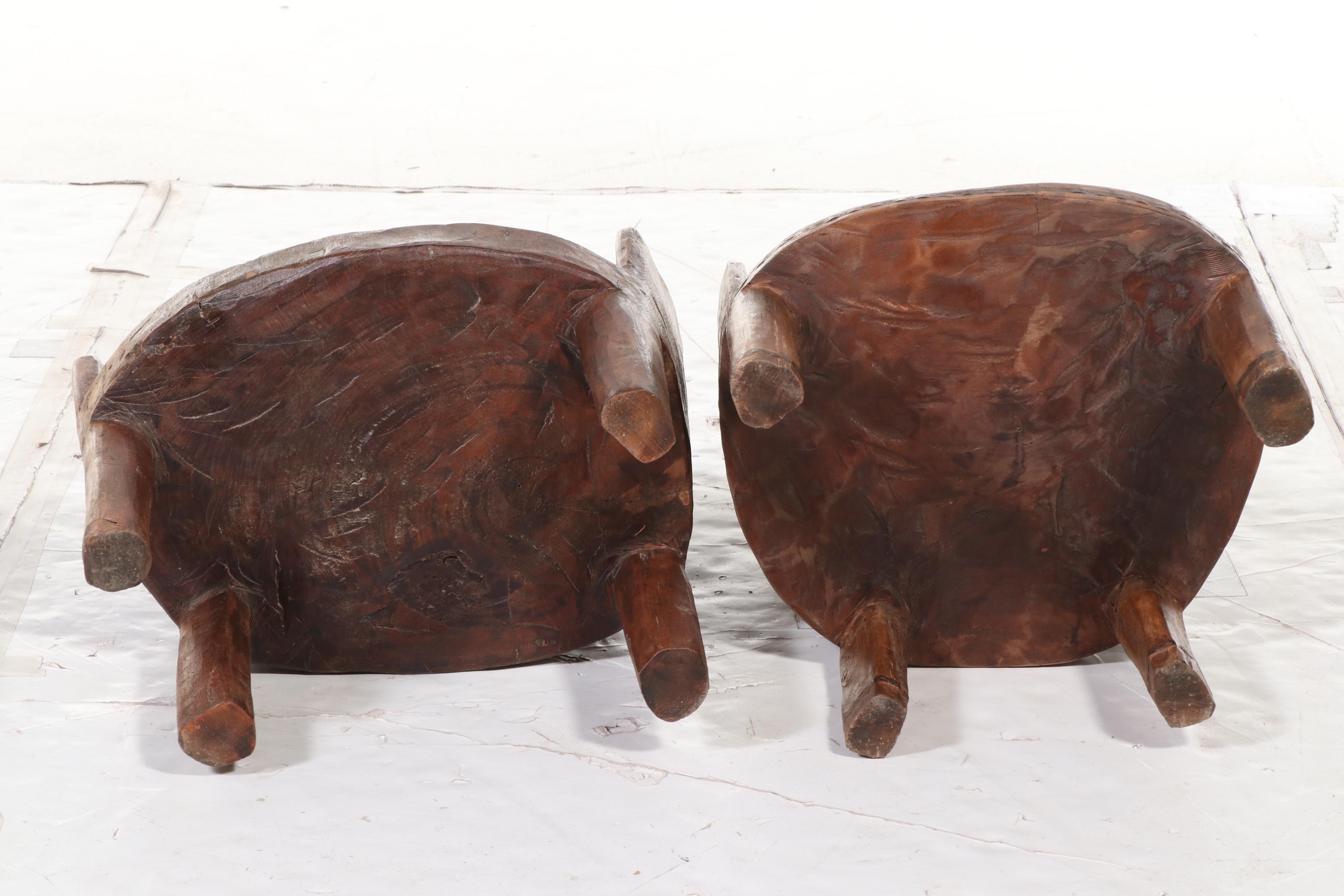 Two Carved Hardwood Stump Chairs | Everything But The House