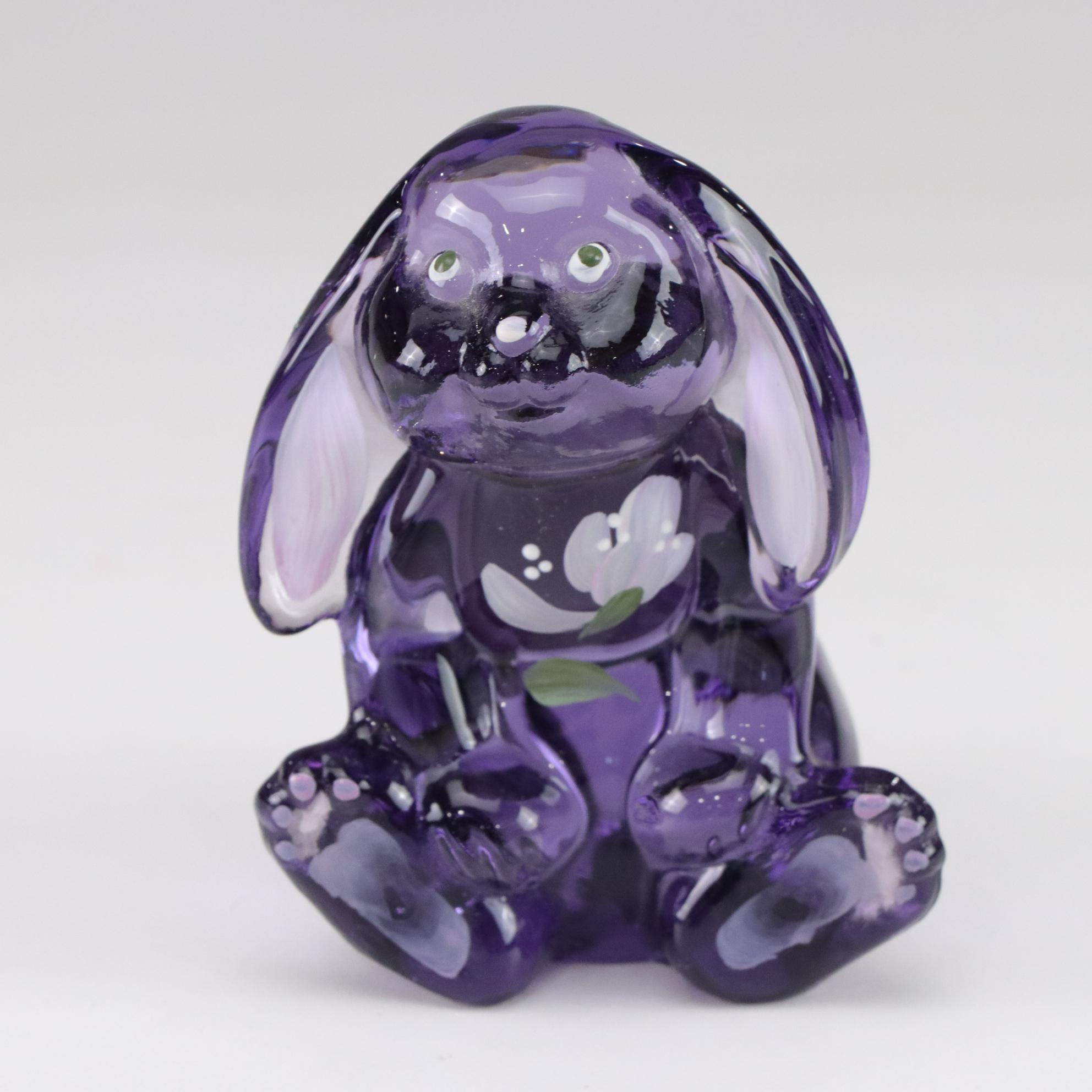 Fenton Lime Green Hobnail Vase with Hand Painted Glass Bell and Rabbit ...