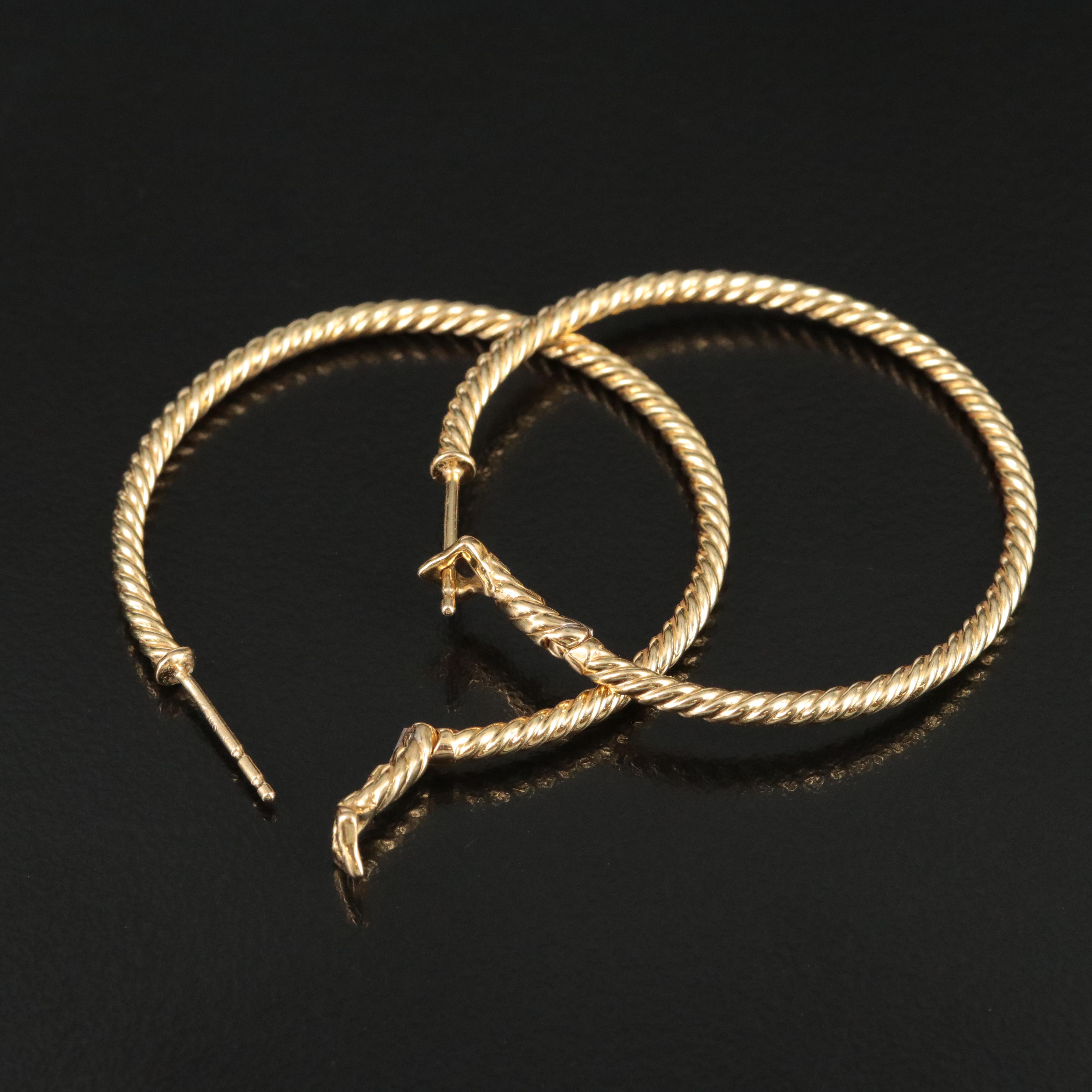 David Yurman 18K Cable Hoop Earrings | EBTH