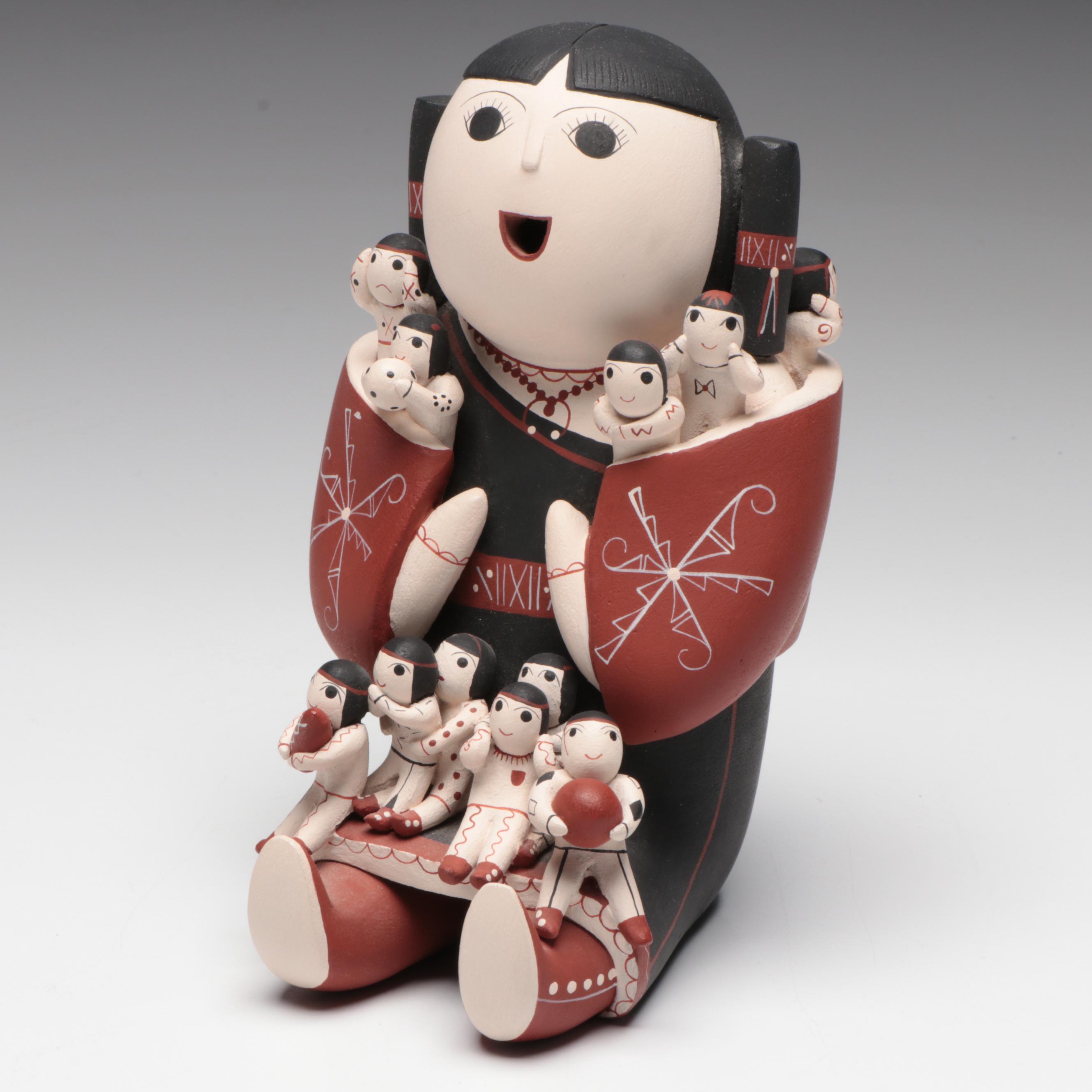 Vangie Suina Cochiti Pueblo Painted Clay Storyteller Figure ...