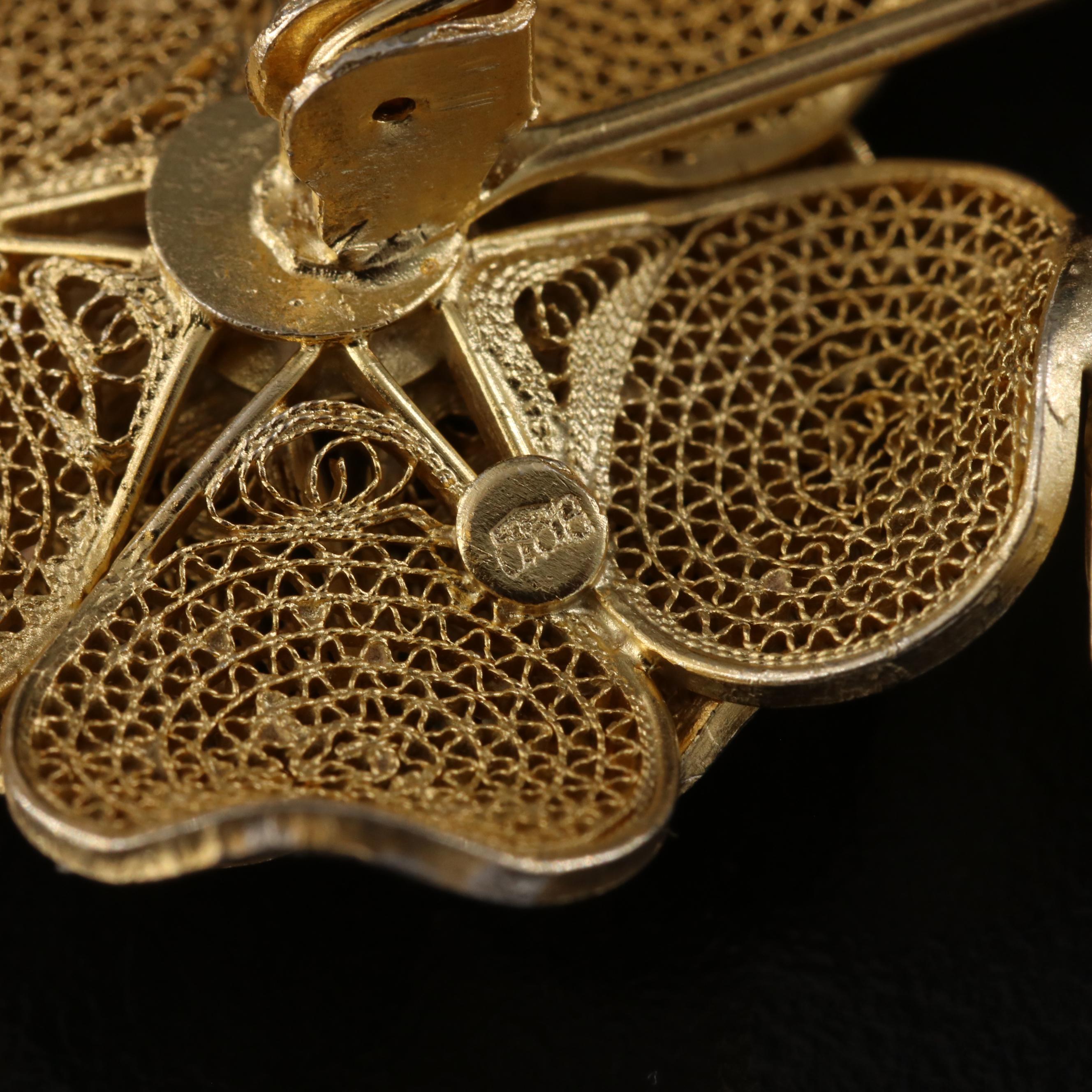 800 Silver Filigree Flower Brooch | Everything But The House