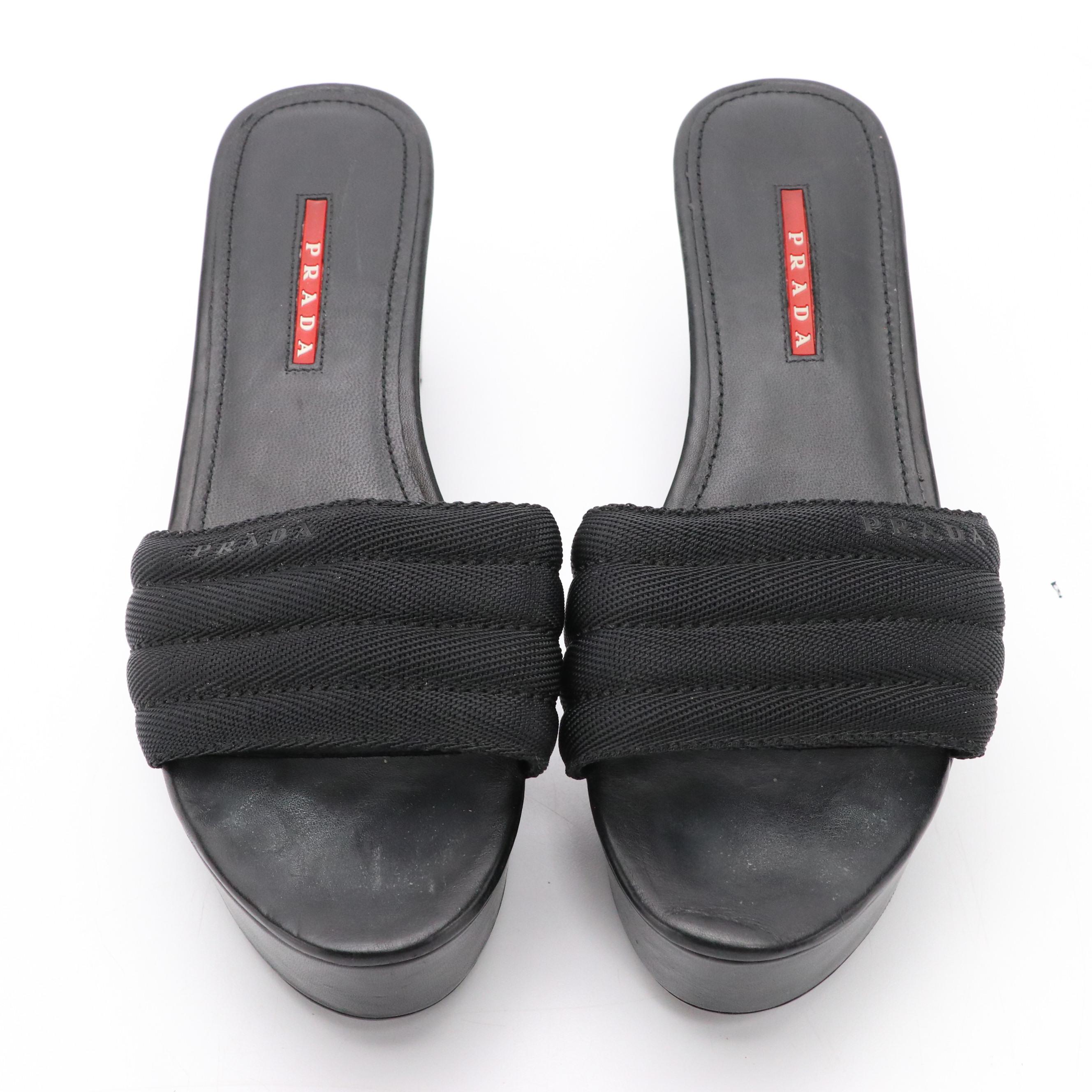 Prada Sport Black Platform Slides | EBTH