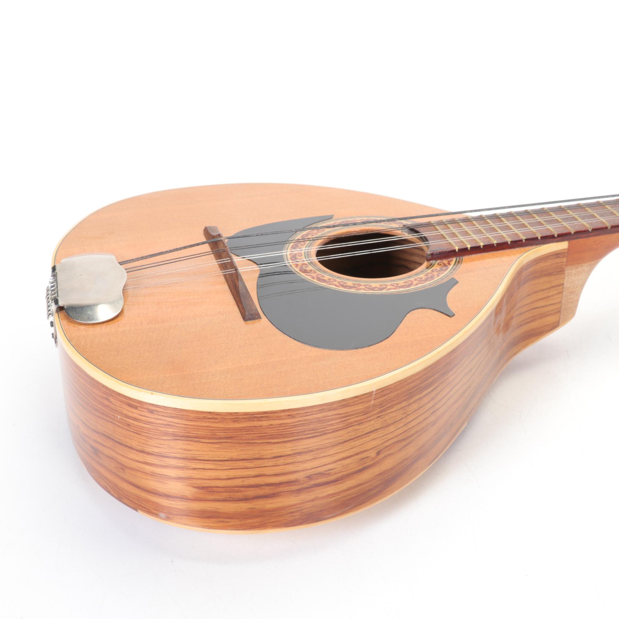 Two-Toned Wooden Paracho Standard Eight-String Mandolin with Black Pick ...