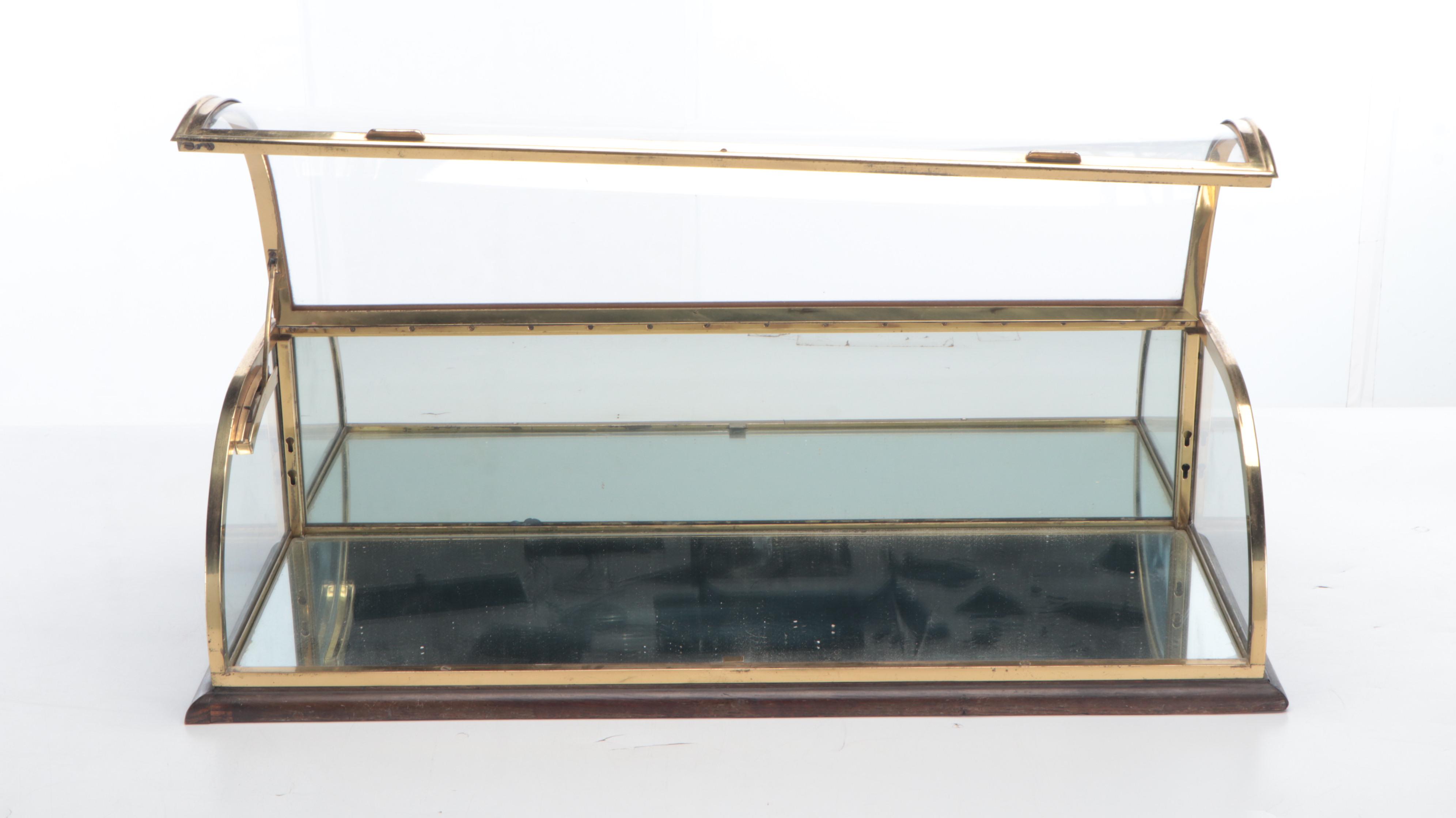 French Curved Glass and Metal Tabletop Display Case, Early 20th Century ...
