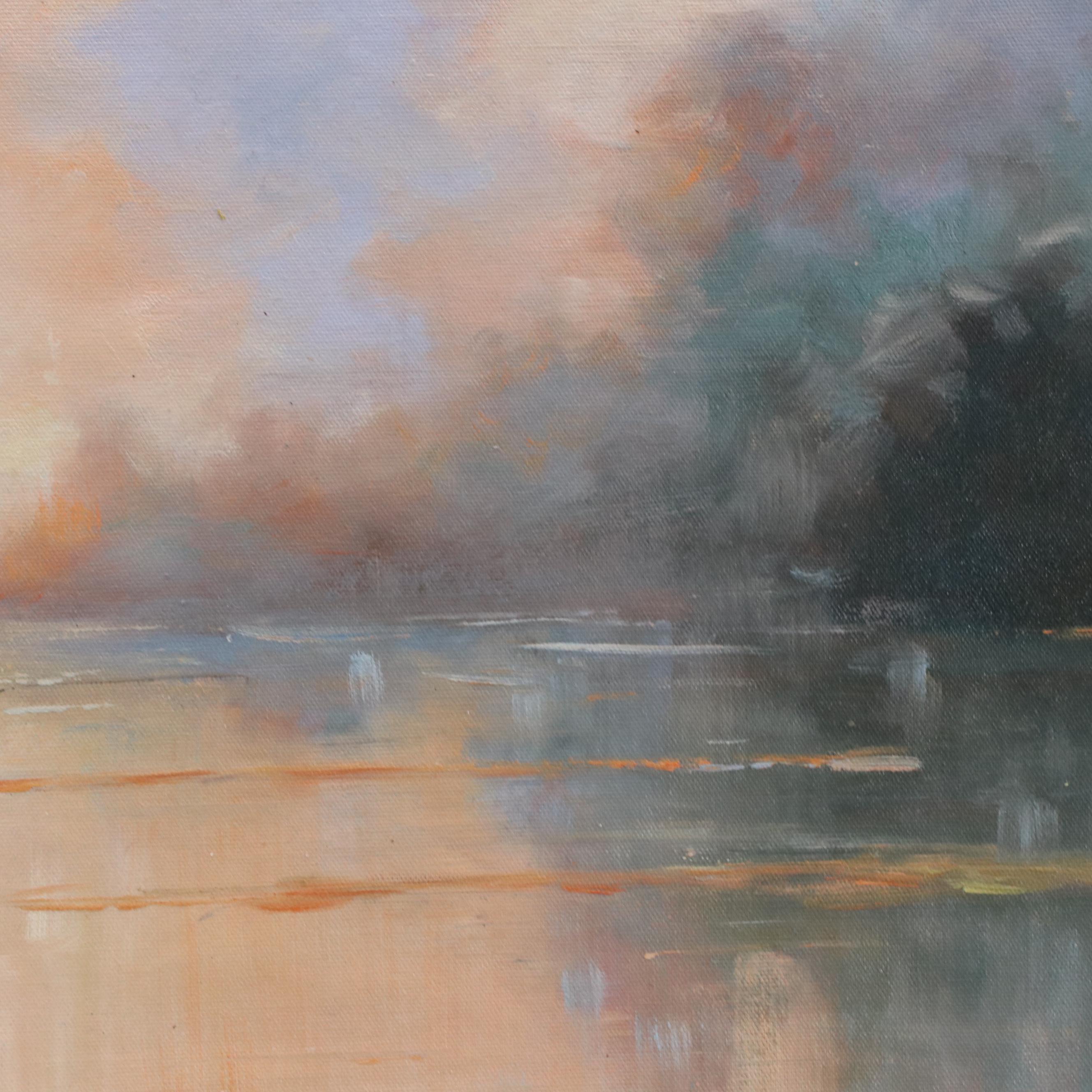 N. Ming Pond Landscape Oil Painting, 21st Century | Everything But The ...