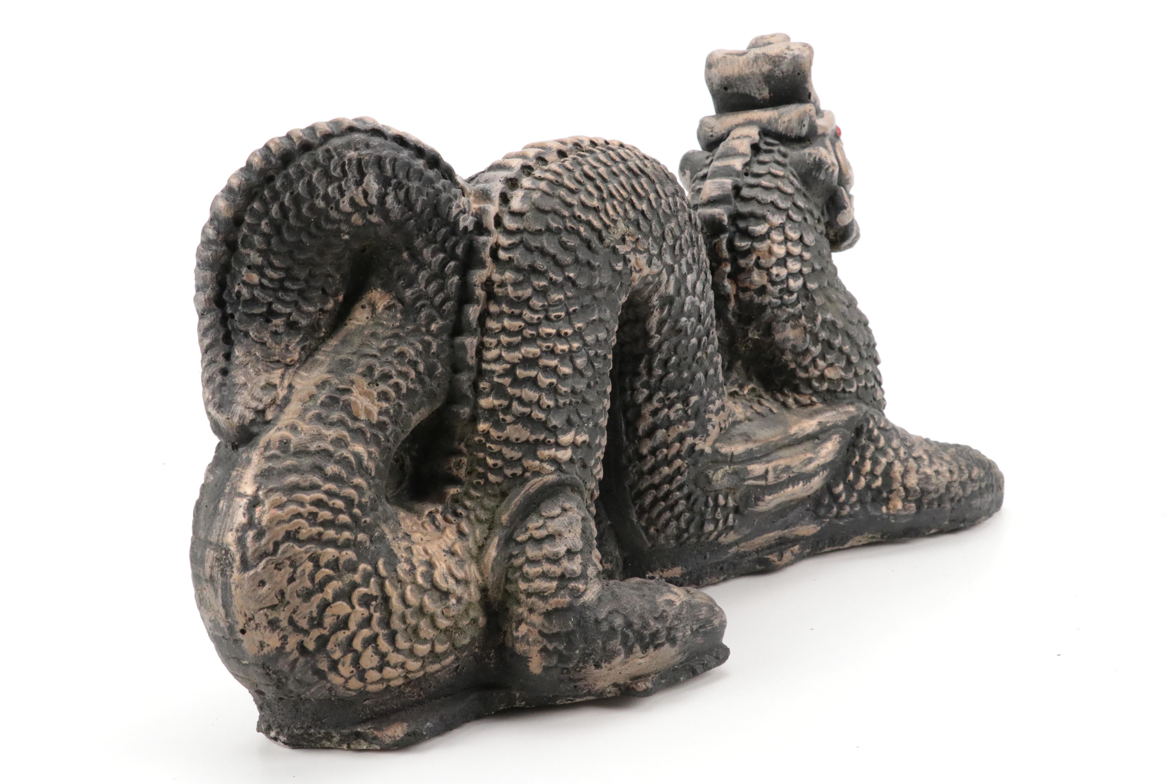 Painted Concrete Dragon Garden Sculpture Pair | Everything But The House