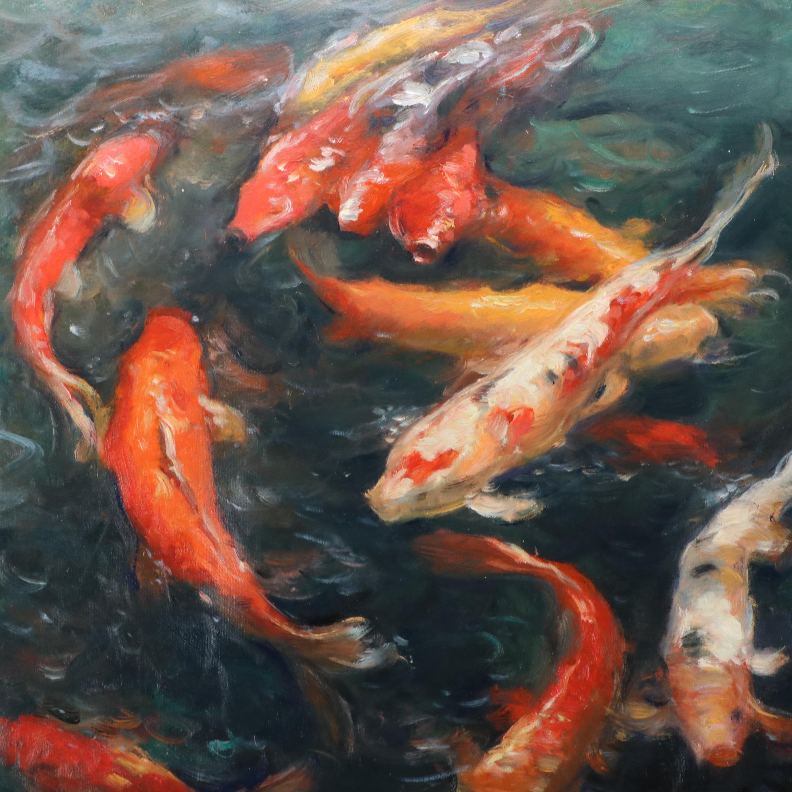N. Ming Oil Painting of Fish, 21st Century | Everything But The House