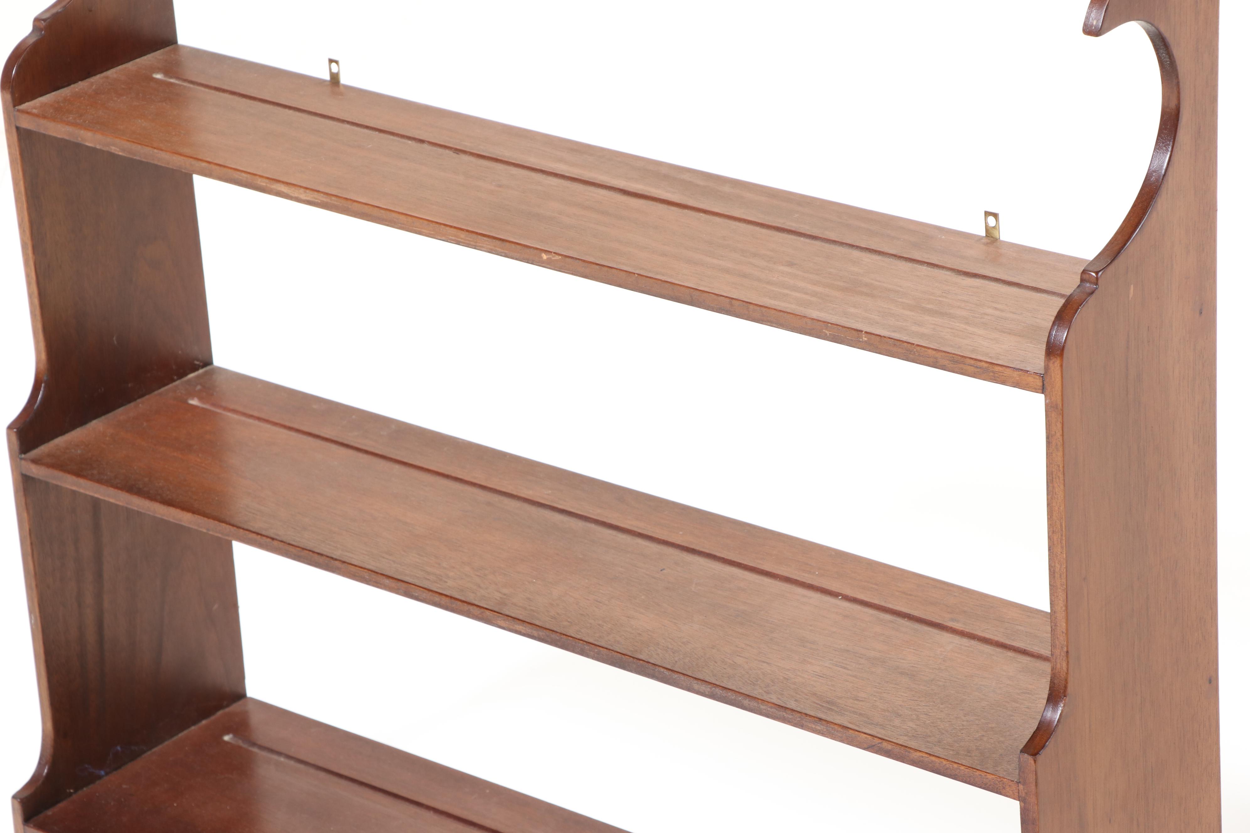 American Colonial Style Three-Tier Wall Shelf with Drawers, Mid to Late ...