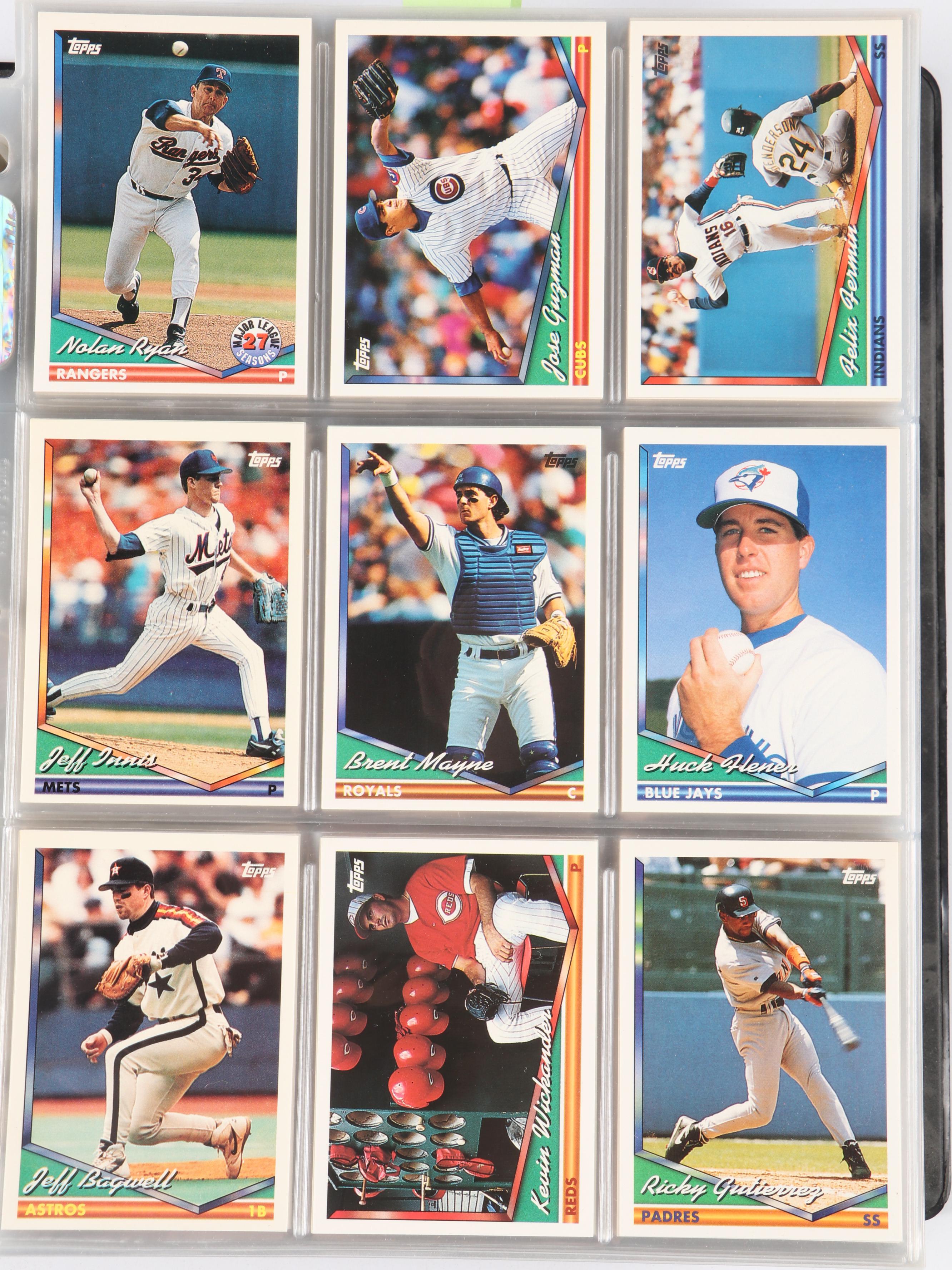 1994, 1995, 1996 Topps Baseball Card Sets Featuring Derek Jeter, Ken ...