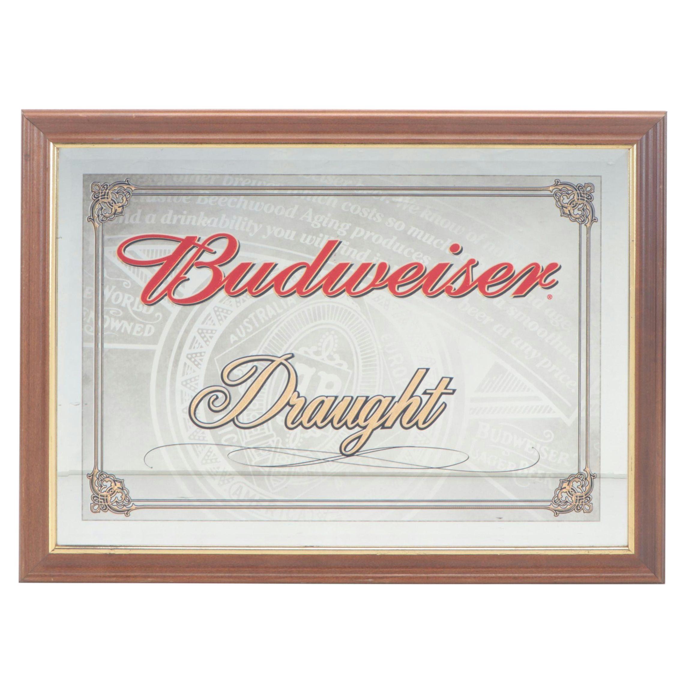Budweiser Draught Bar Mirror Wall Advertisement, 2002 | EBTH