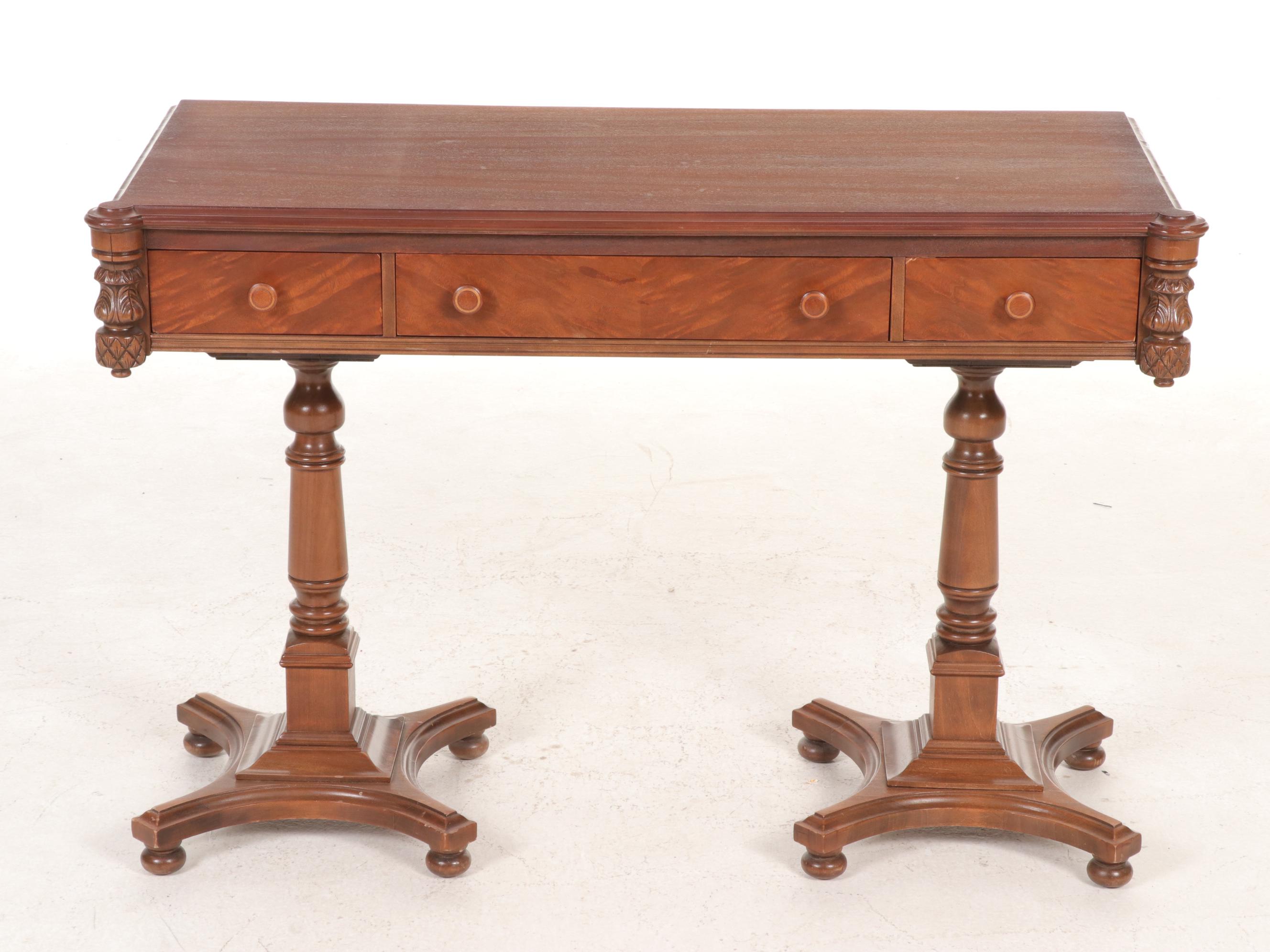 Federal Style Mahogany Two-Pedestal Console Table | Everything But The ...