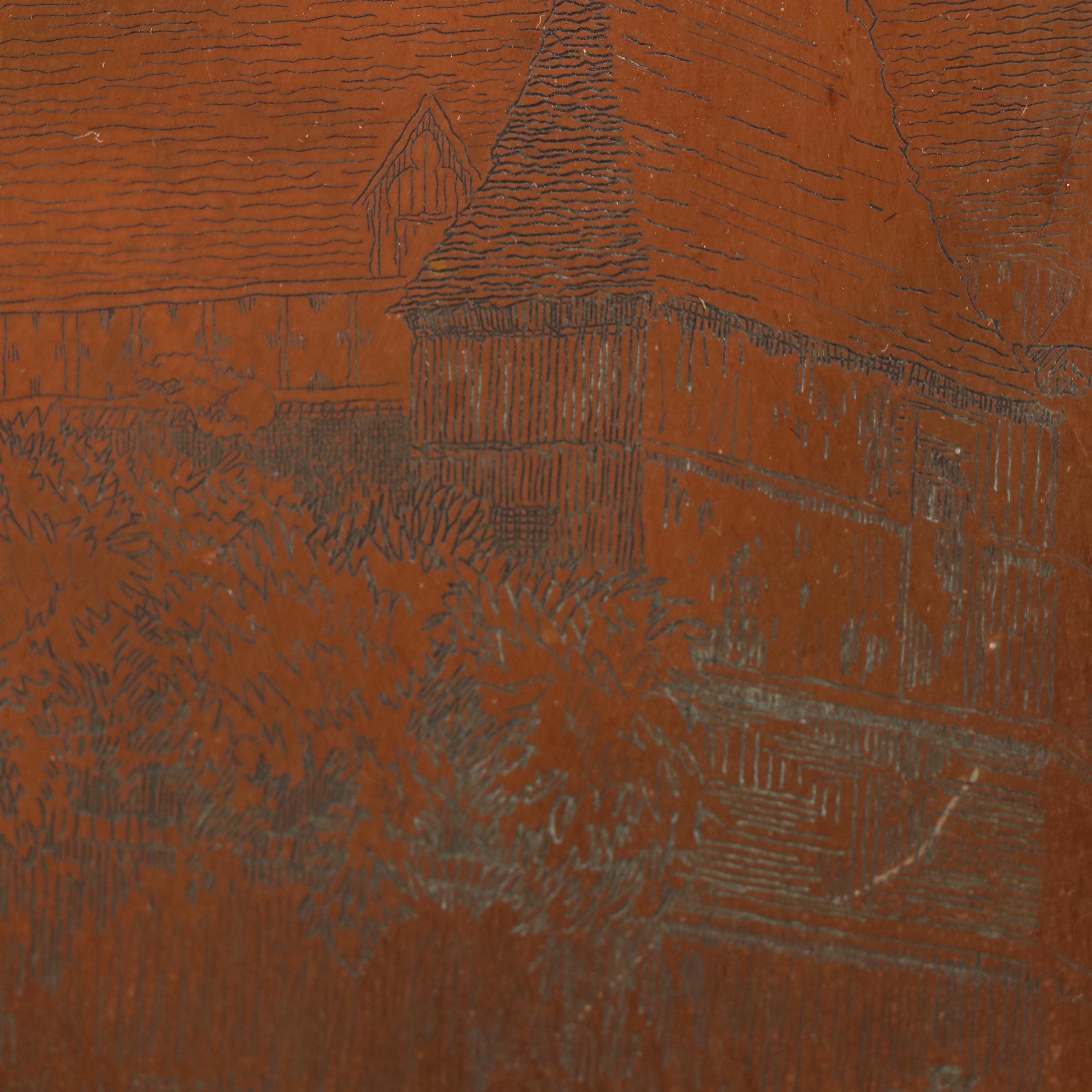 Etched Copper Plates Depicting Village Scenes | Everything But The House