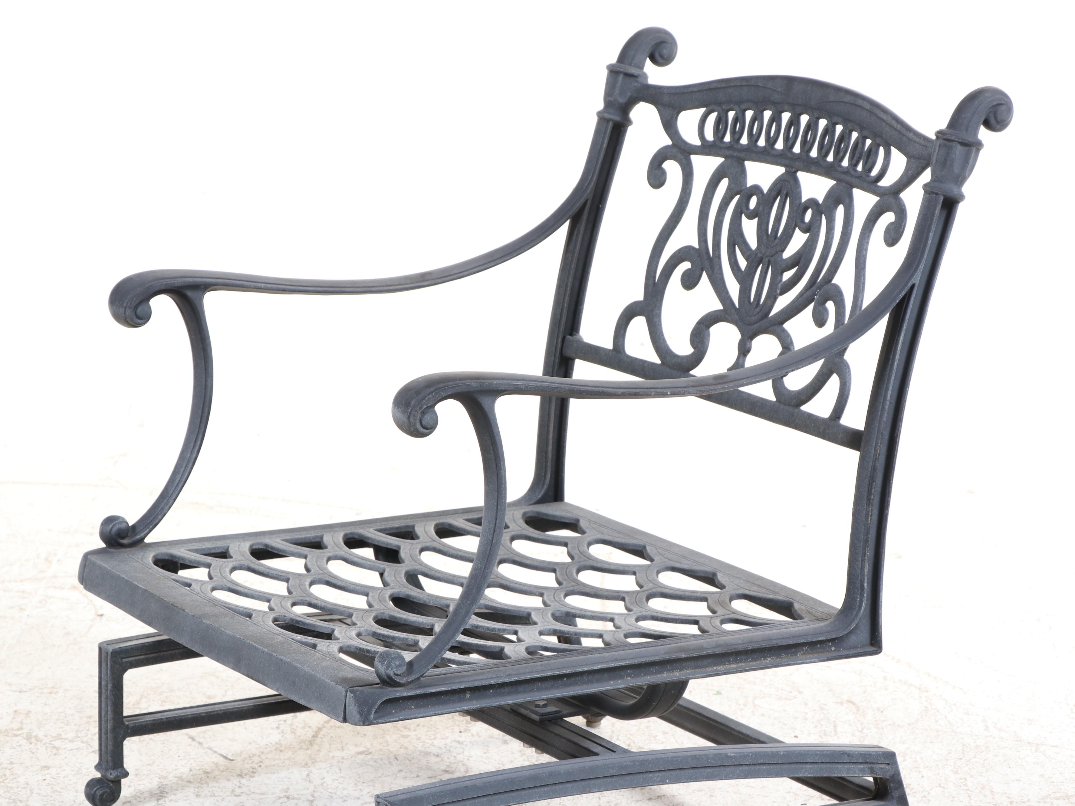 Five-Piece Cast Aluminum Patio Set with Fire Pit Coffee Table, Incl ...