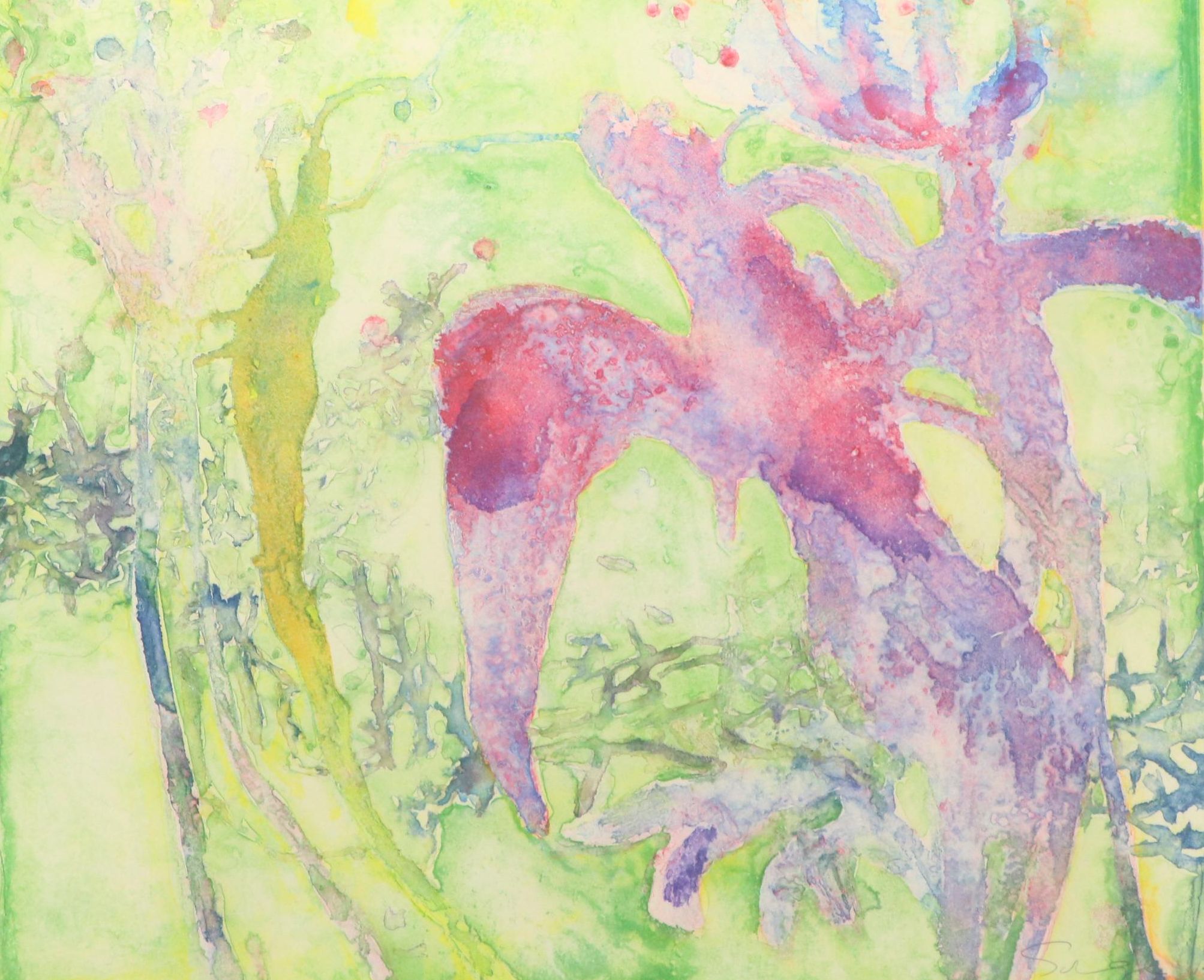 Walter Sorge Modern Watercolor Painting "Plant Formations," Late 20th ...
