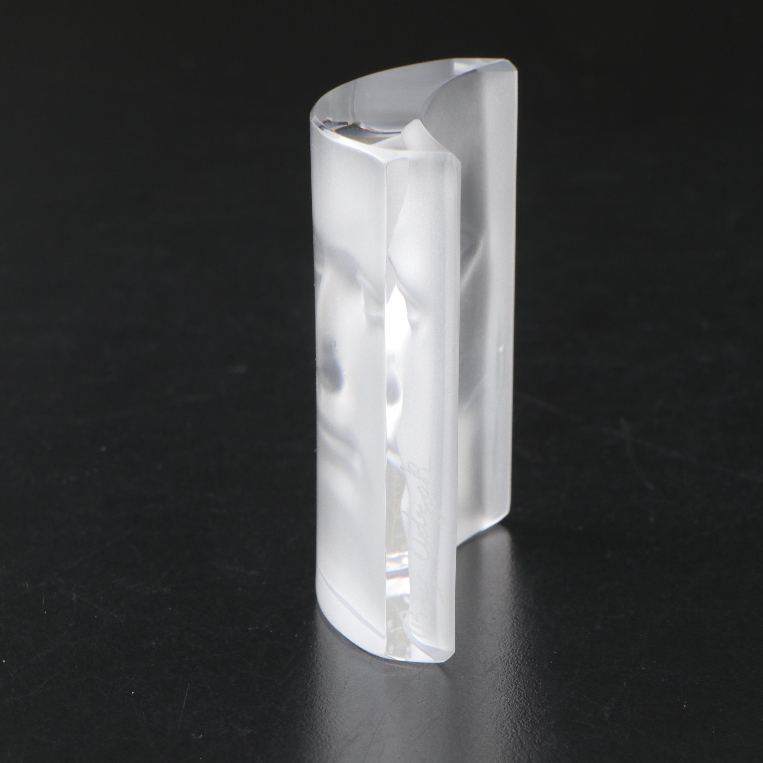 Roy Adzak for Daum "David" Bas-Relief Frosted Crystal Figure | EBTH