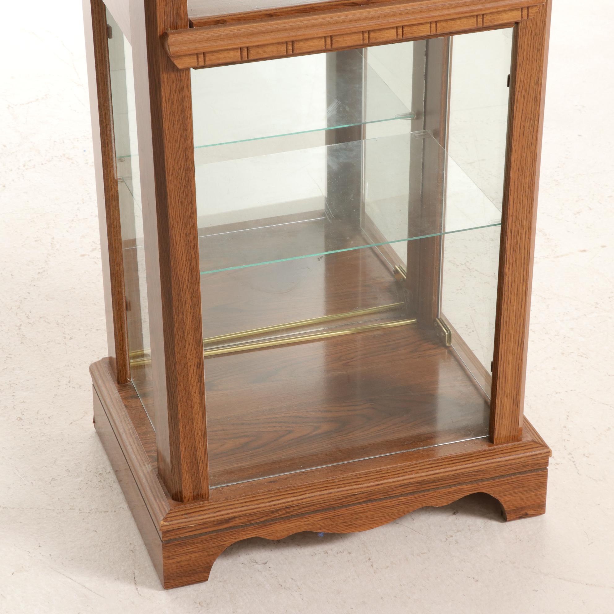Oak Finished Illuminated Display Cabinet, Late 20th Century | EBTH