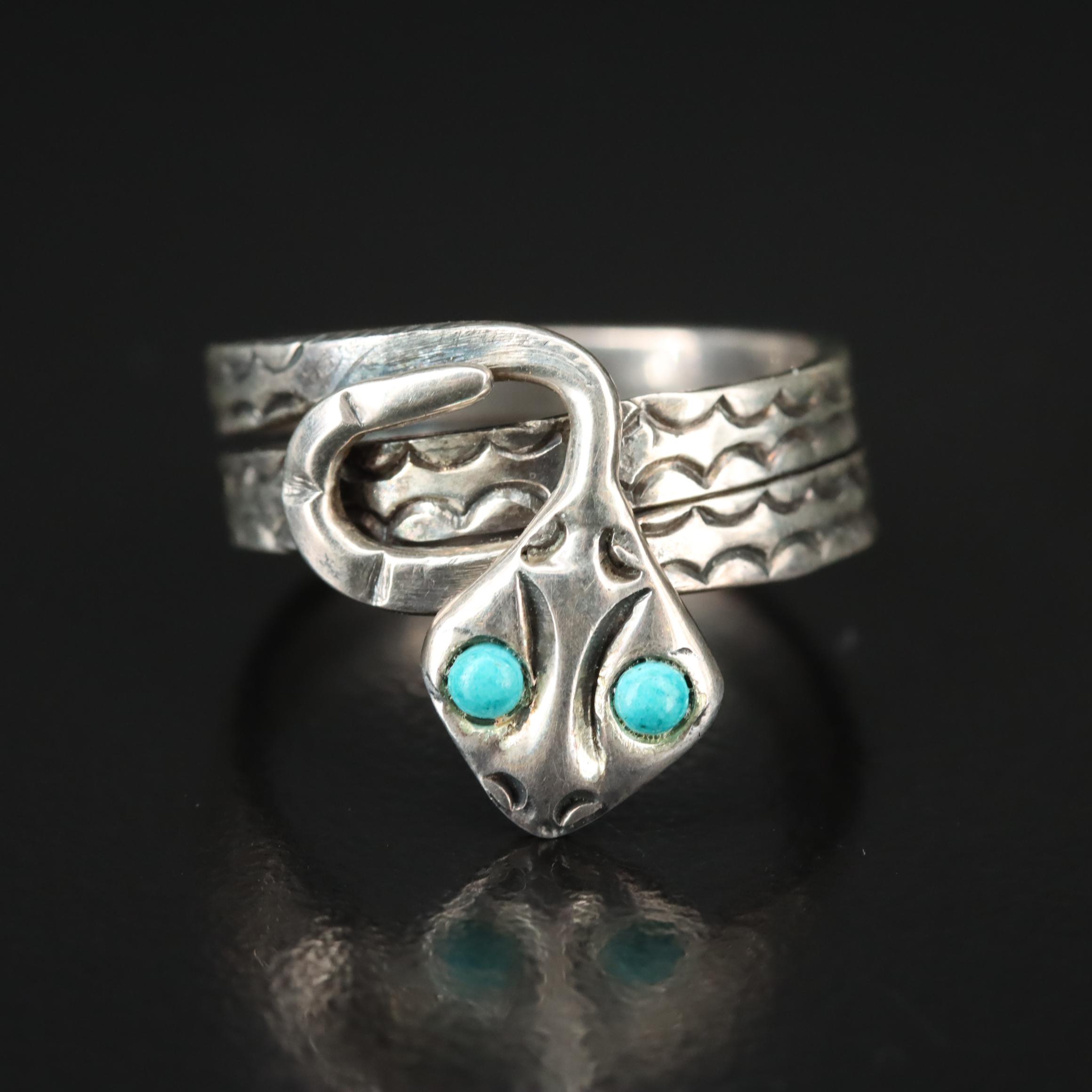 Mexican Sterling Snake Faux Turquoise Ring | Everything But The House