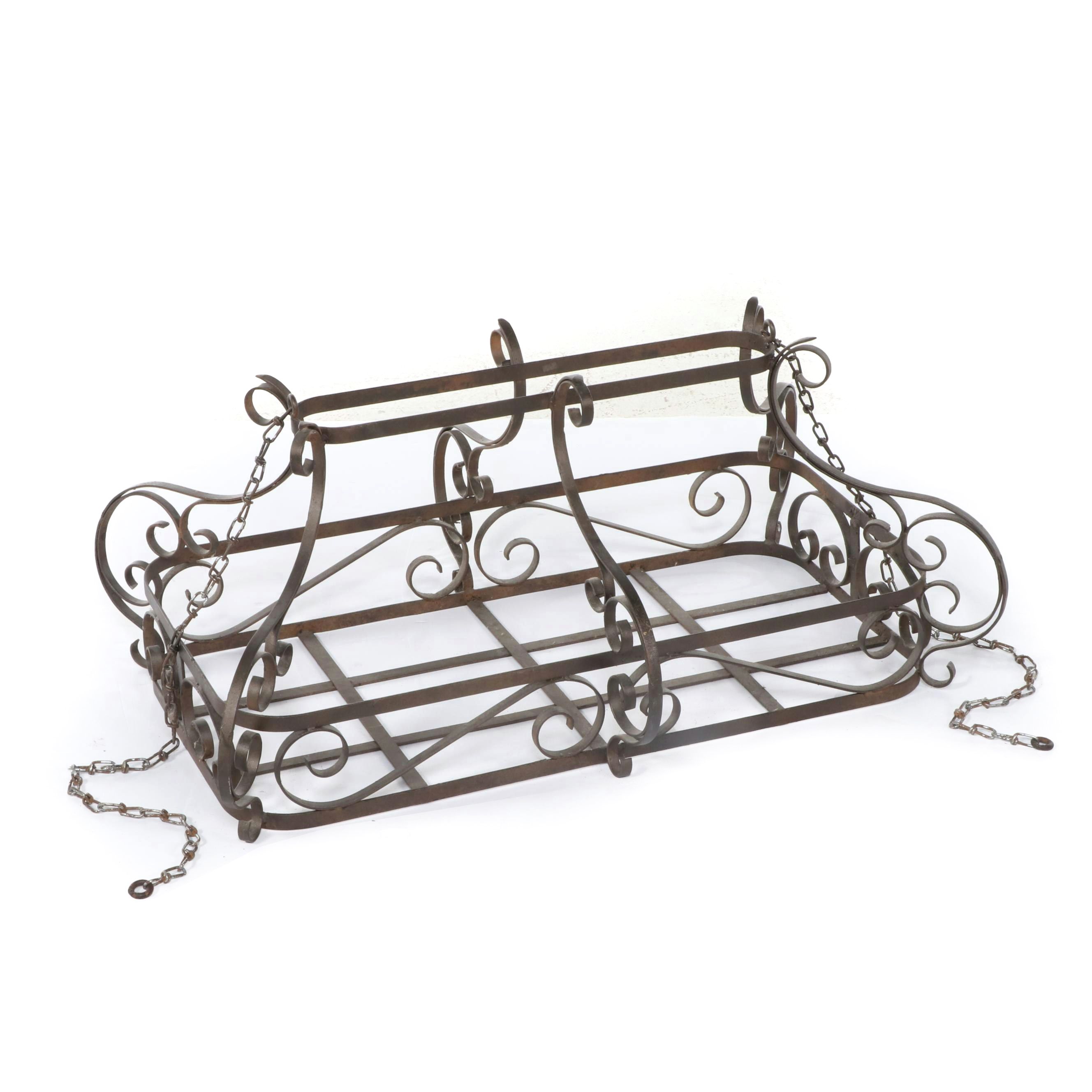 French Provincial Style Wrought Iron Hanging Pot Rack | Everything But ...