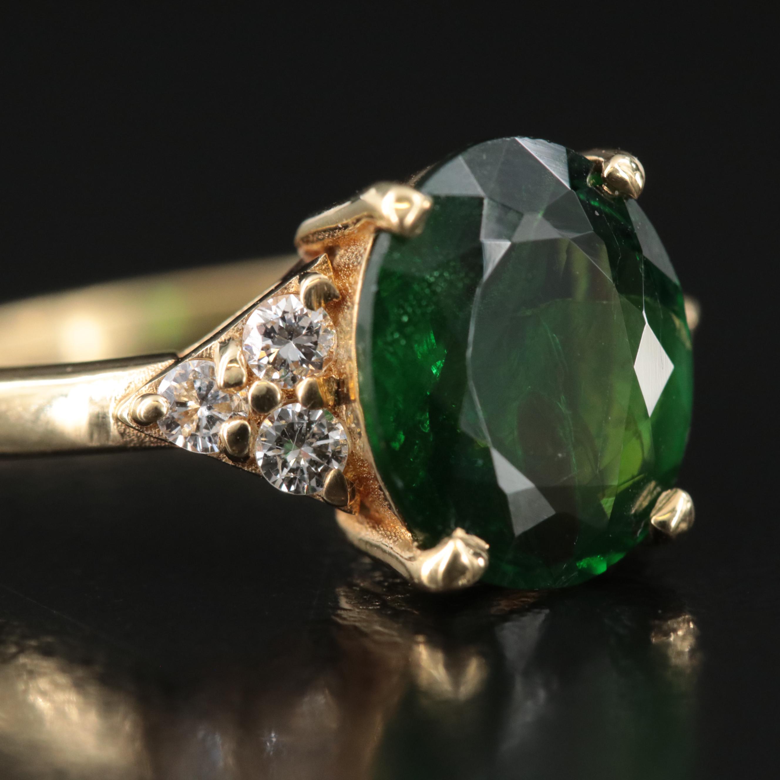 18K 3.29 CT Tsavorite and Diamond Ring with Online GIA Report | Everything But The House