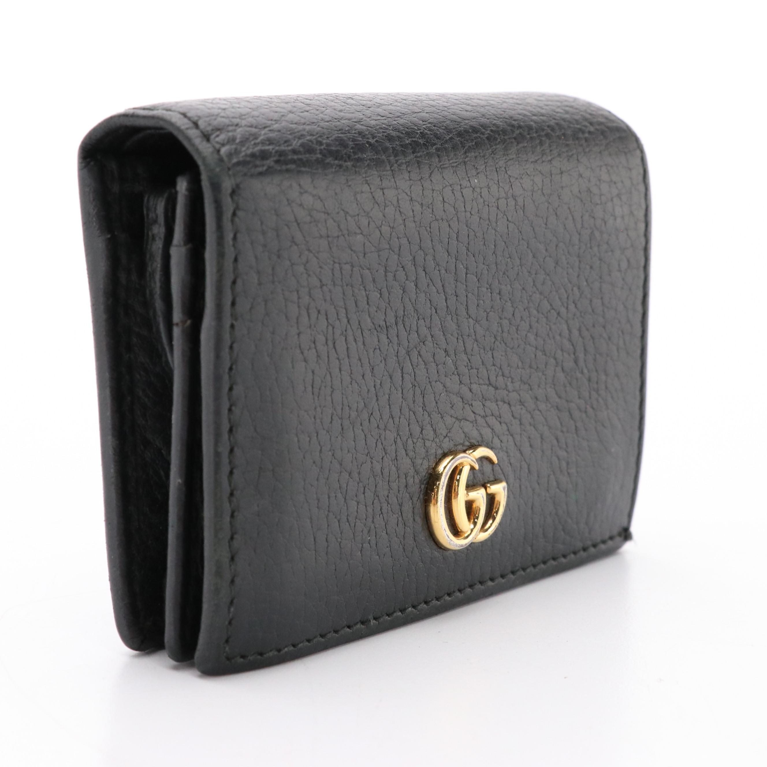 Gucci Compact Wallet in Black Grain Leather with GG Hardware ...