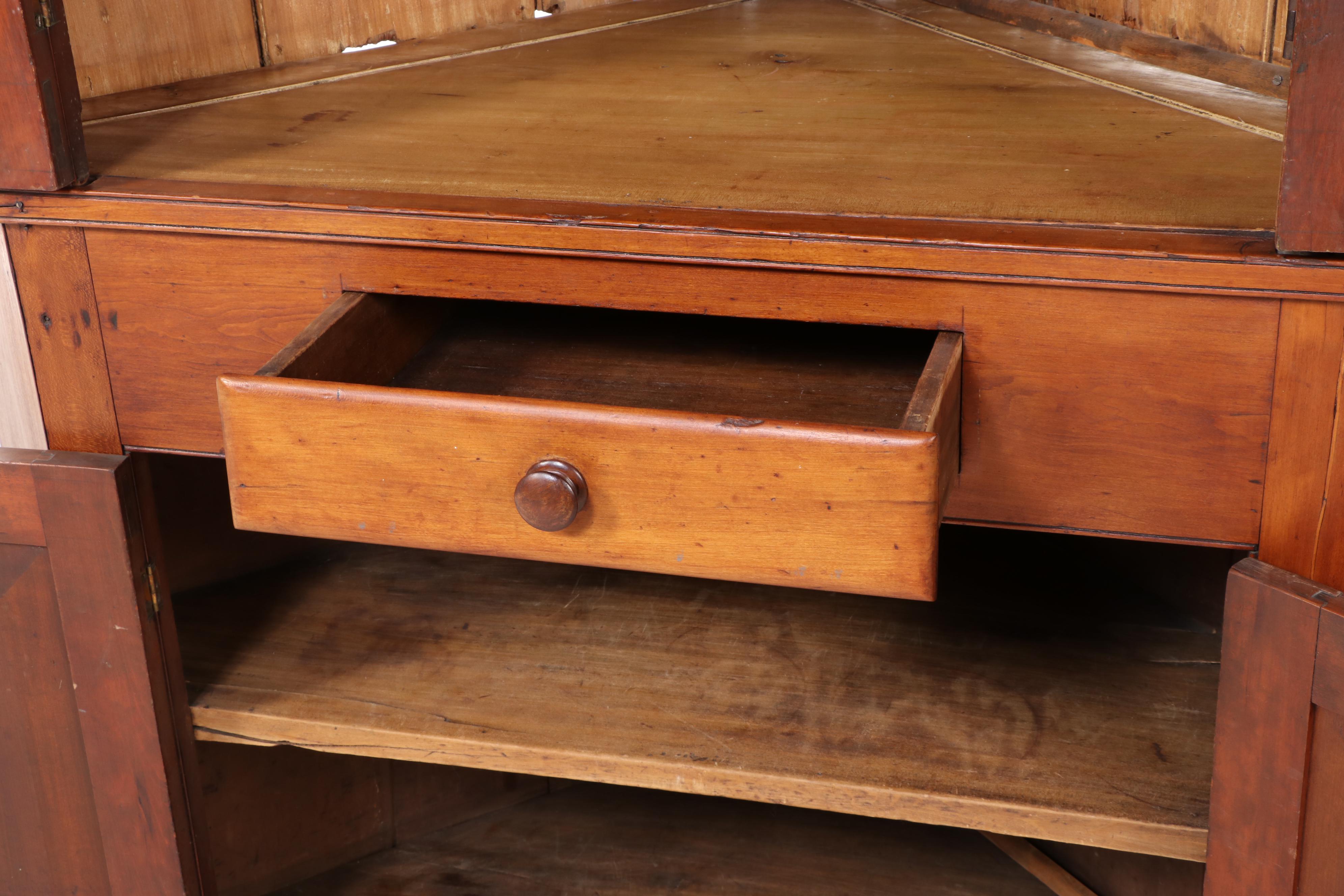 American Cherrywood Corner Cupboard, Early to Mid-19th Century | EBTH