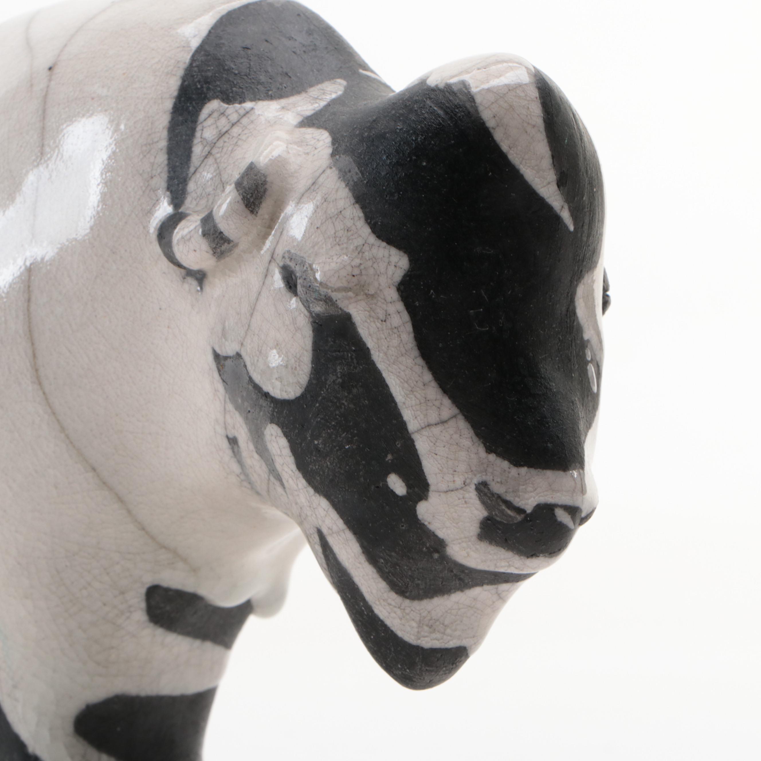 Artisan Signed Ceramic Bison Sculpture | Everything But The House