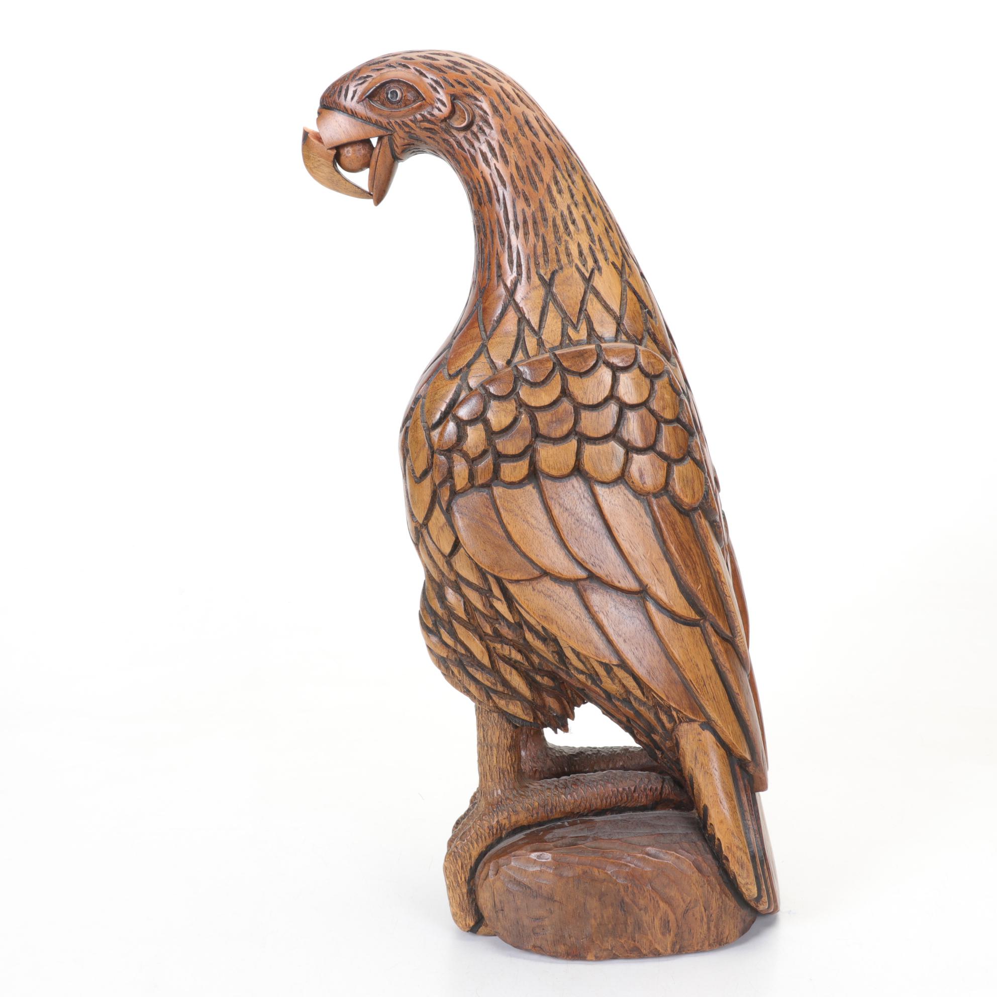 Hand-Carved Bald Eagle Wood Sculpture | Everything But The House