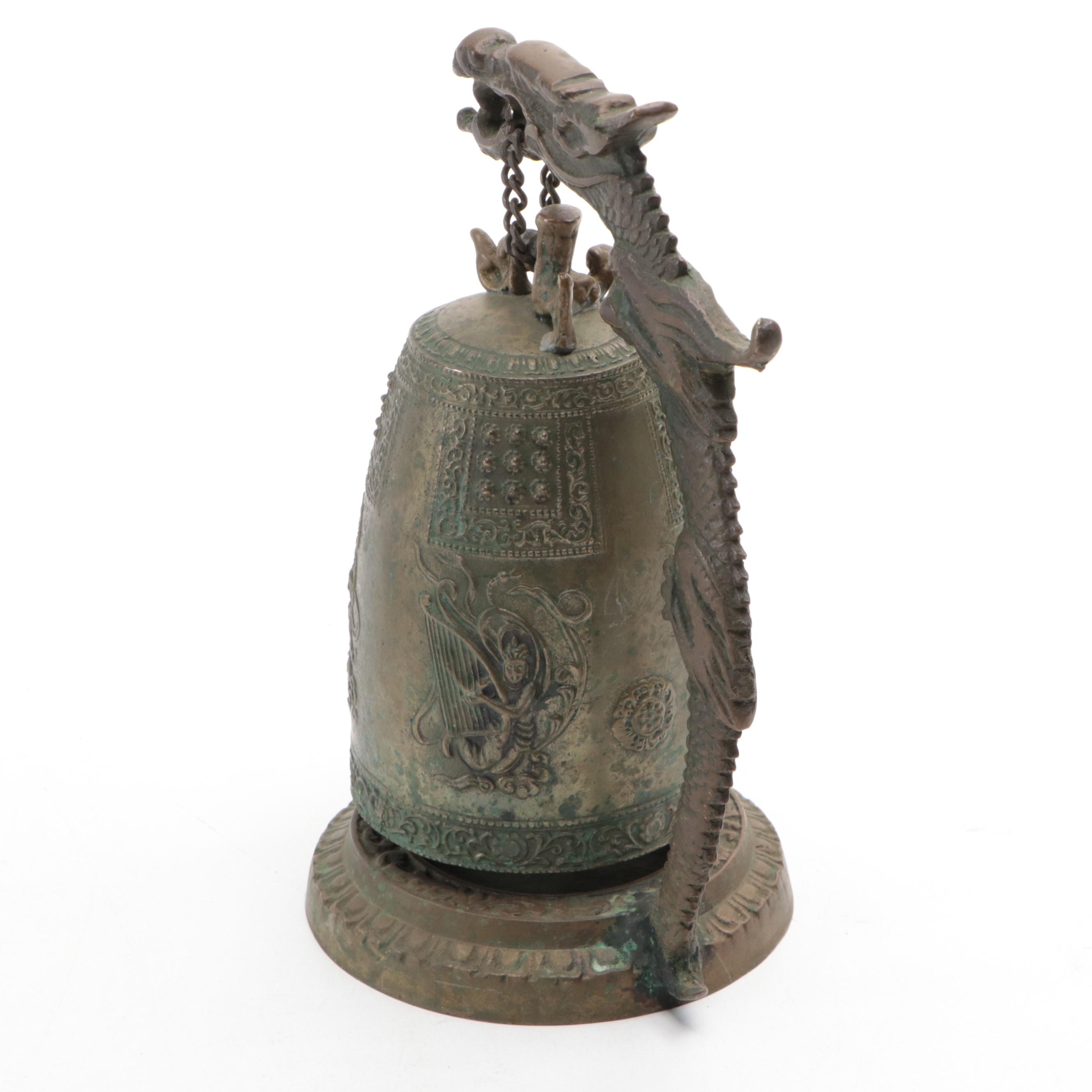 Japanese Style Brass Temple Gong with Short Sword and Butter Curler ...