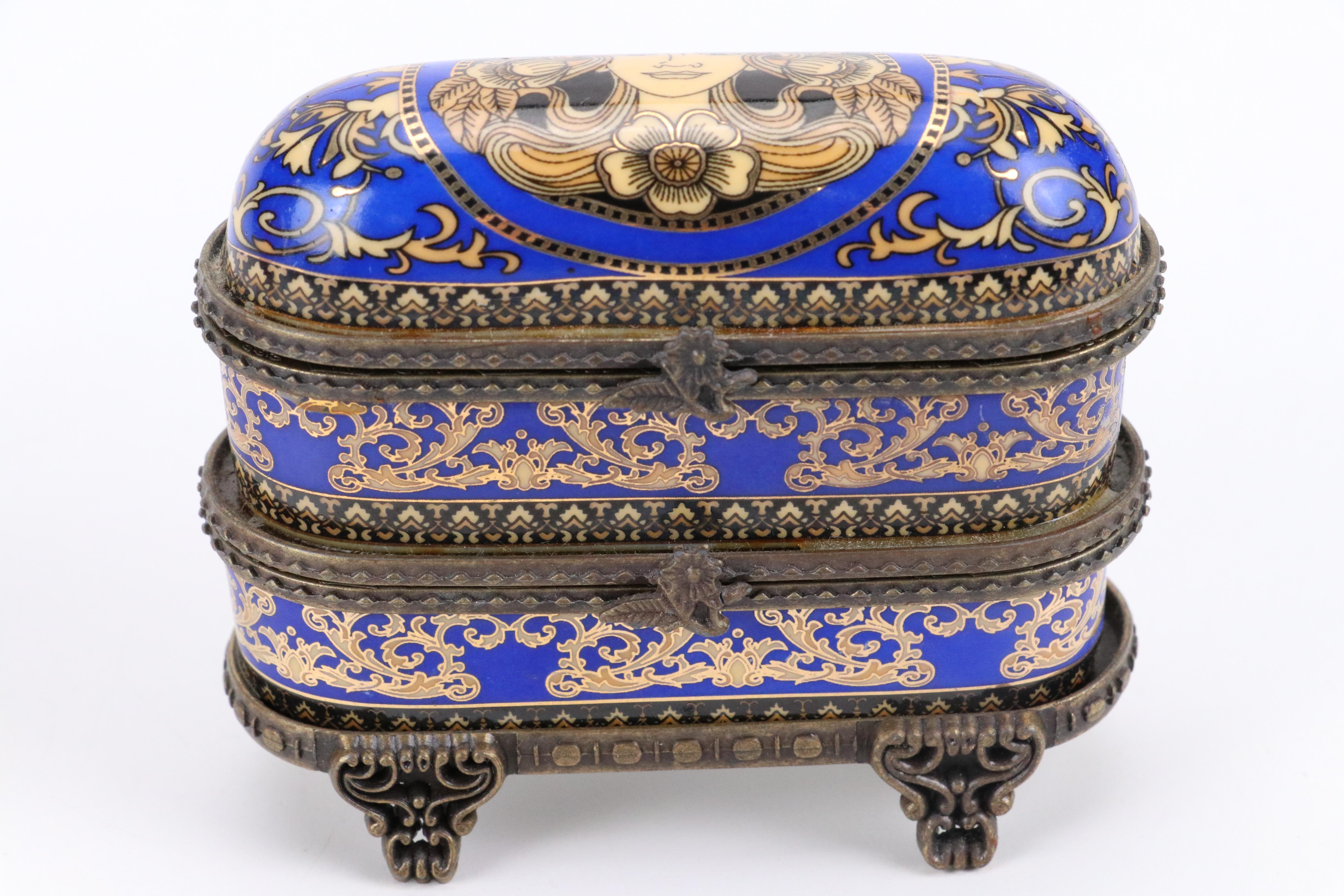 Porcelain Two-Tiered Hinged Box with Other Porcelain Hinged Box and ...