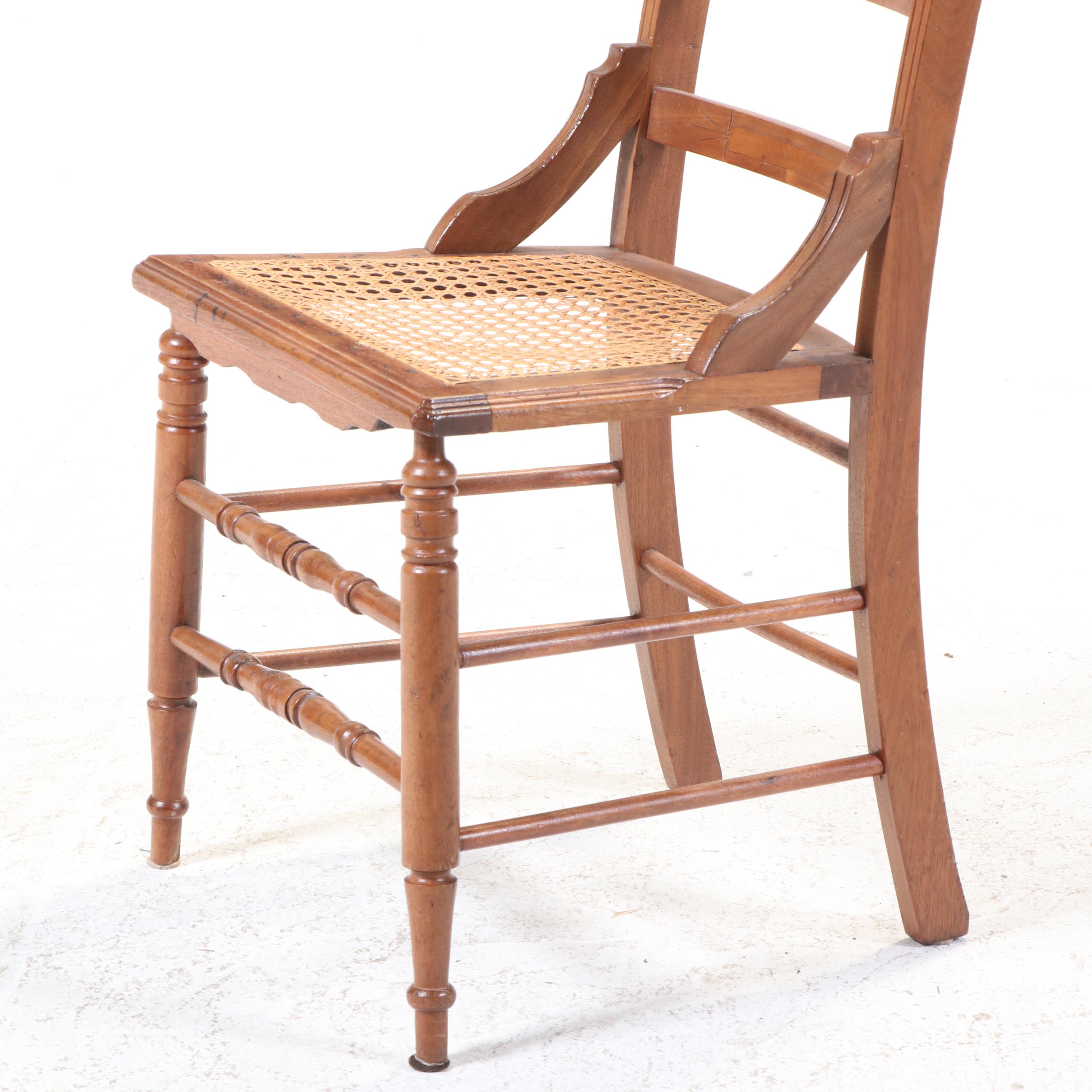 Victorian Eastlake Style Cane Seat Side Chair with Colonial Style Chair ...