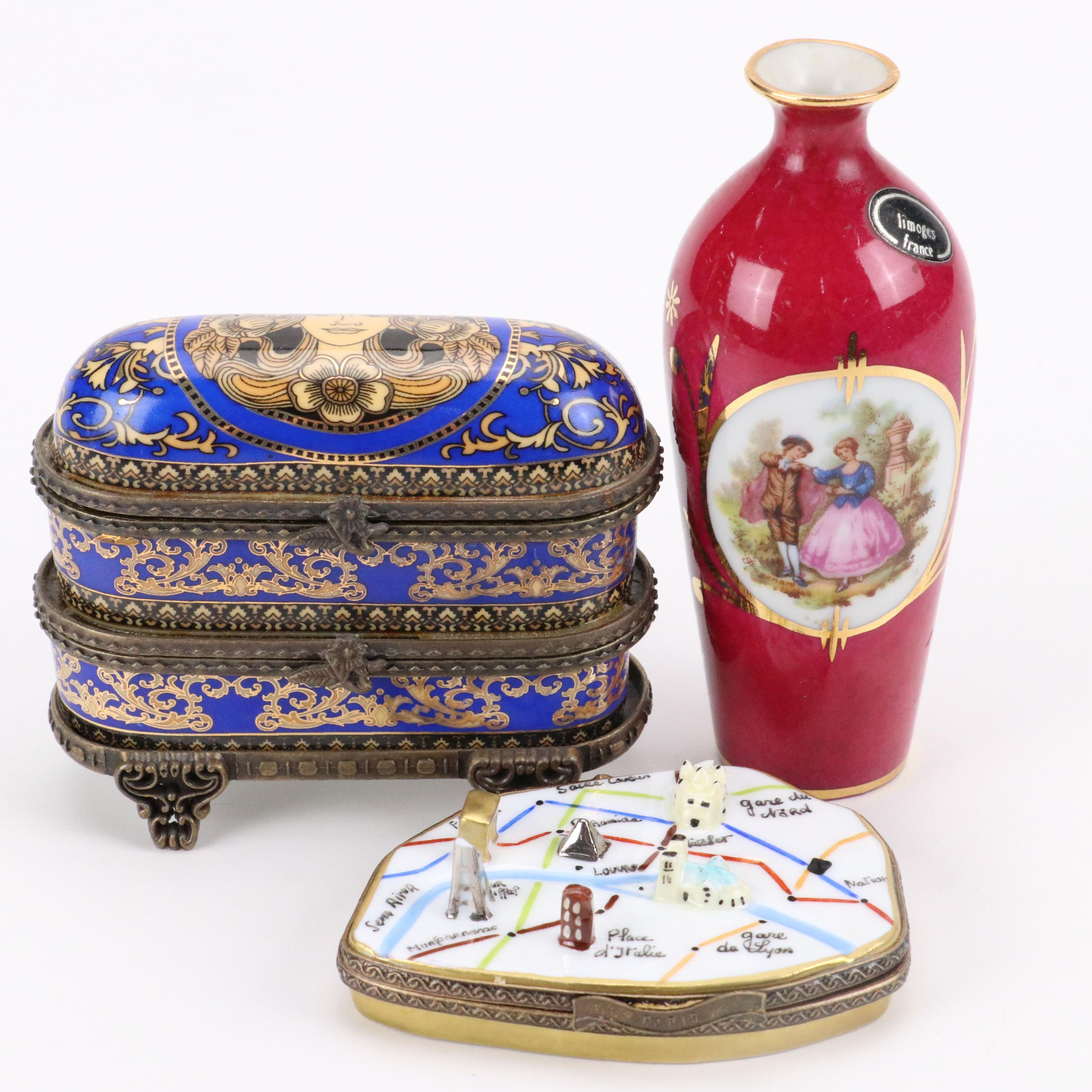 Porcelain Two-Tiered Hinged Box with Other Porcelain Hinged Box and ...