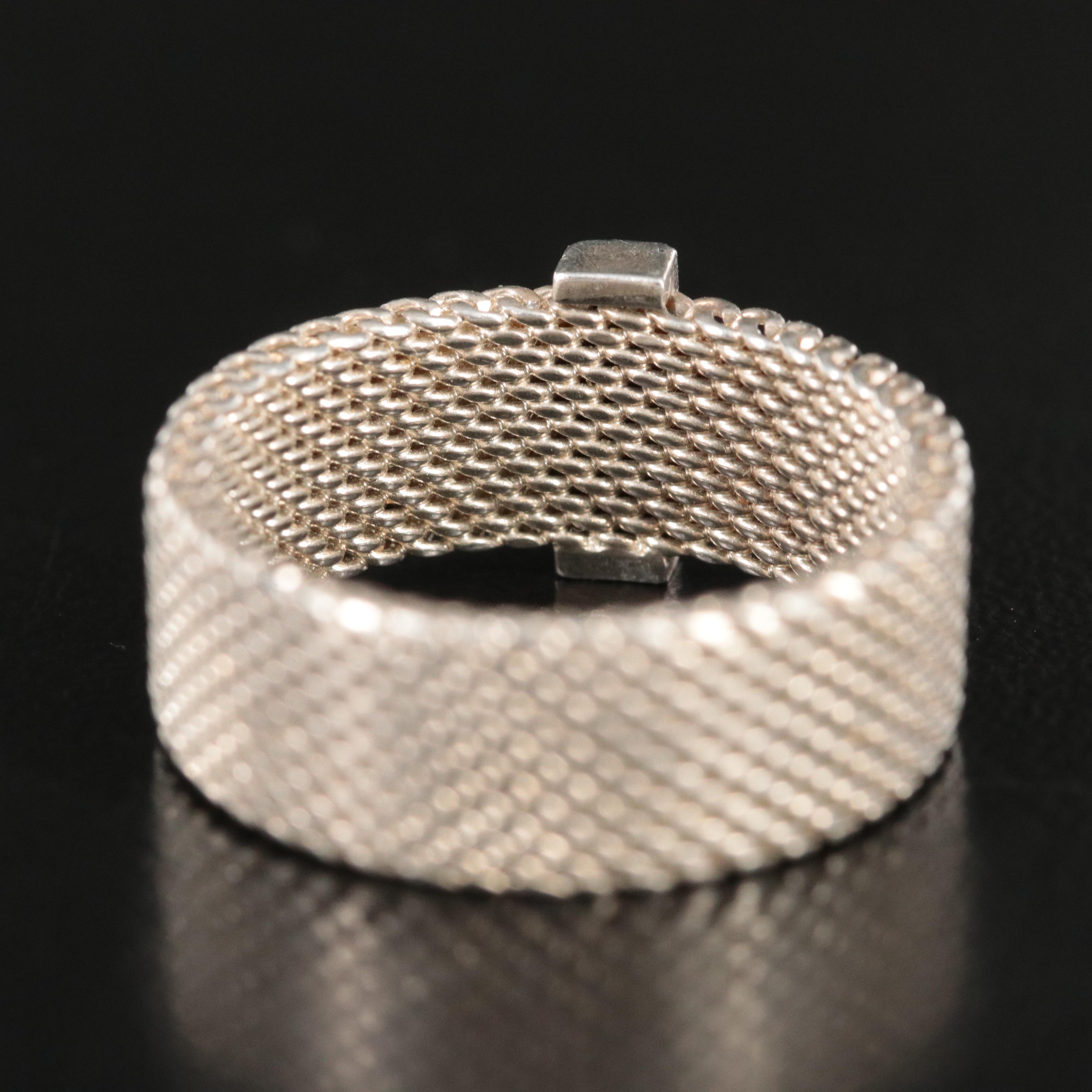 Tiffany & Co. Somerset Sterling and Diamond Mesh Ring | Everything But ...