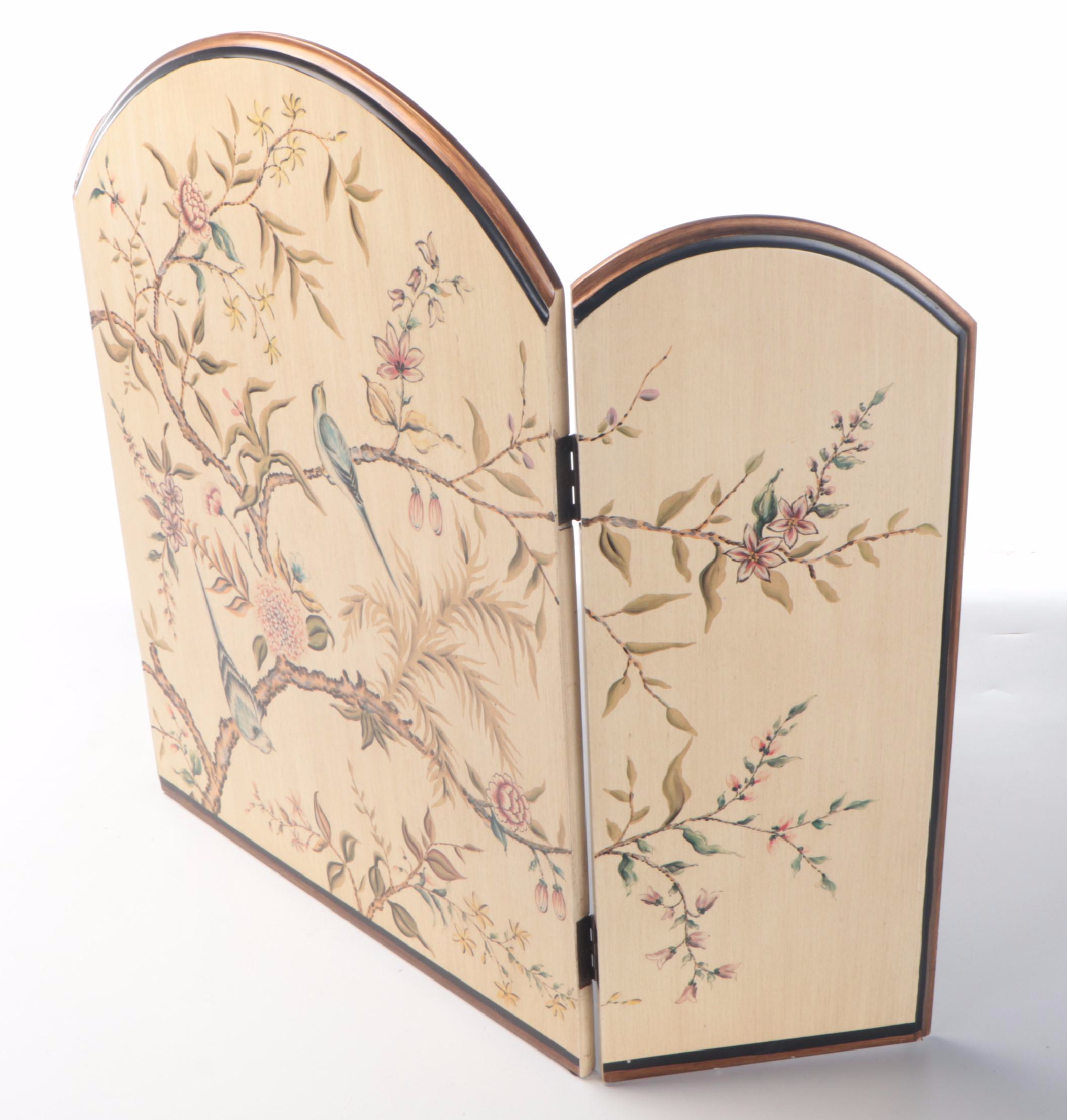 Hand-Painted Chinoiserie Style Summer Fireplace Screen | Everything But ...