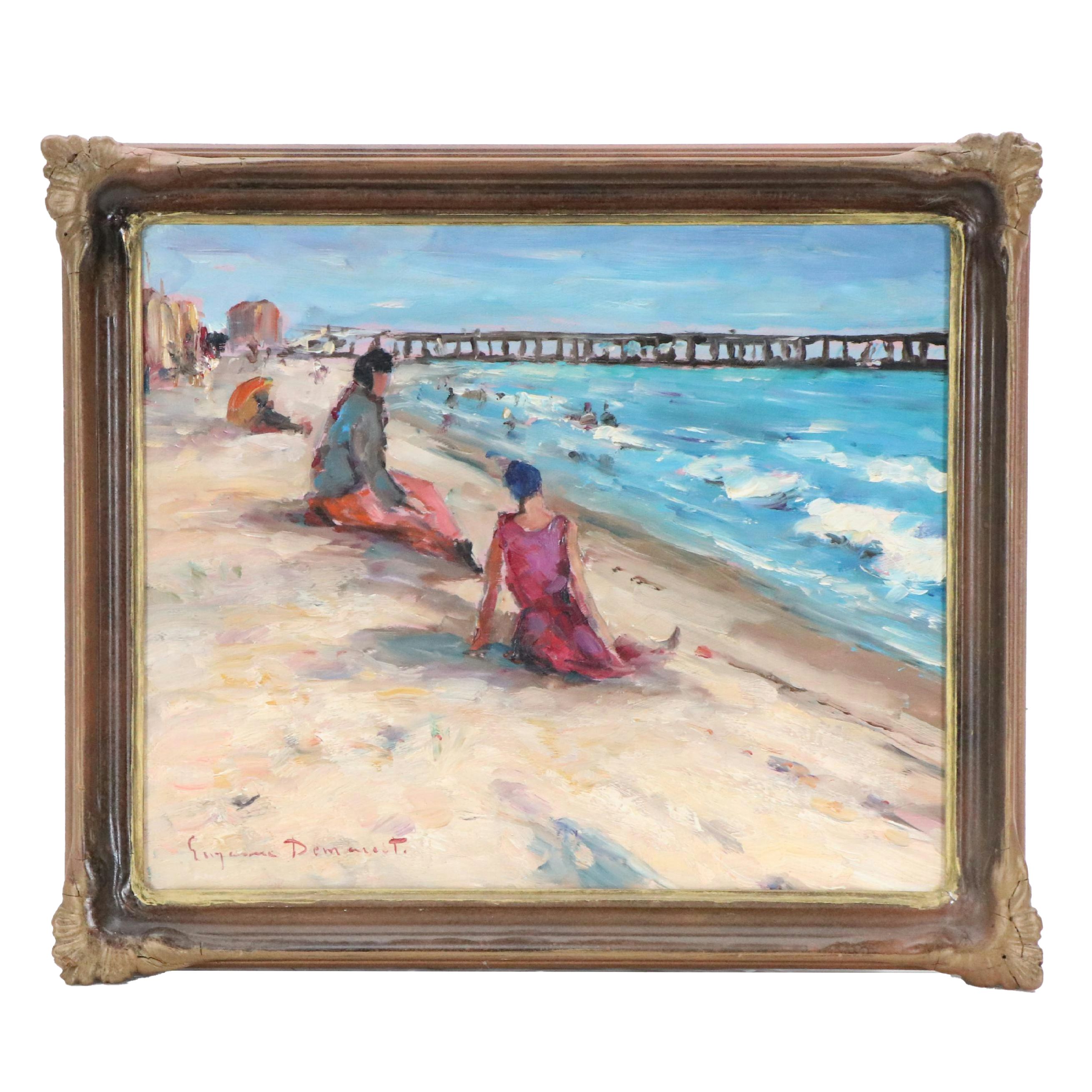 Suzanne Demarest French Coastal Scene Oil Painting, Circa 1940 | EBTH