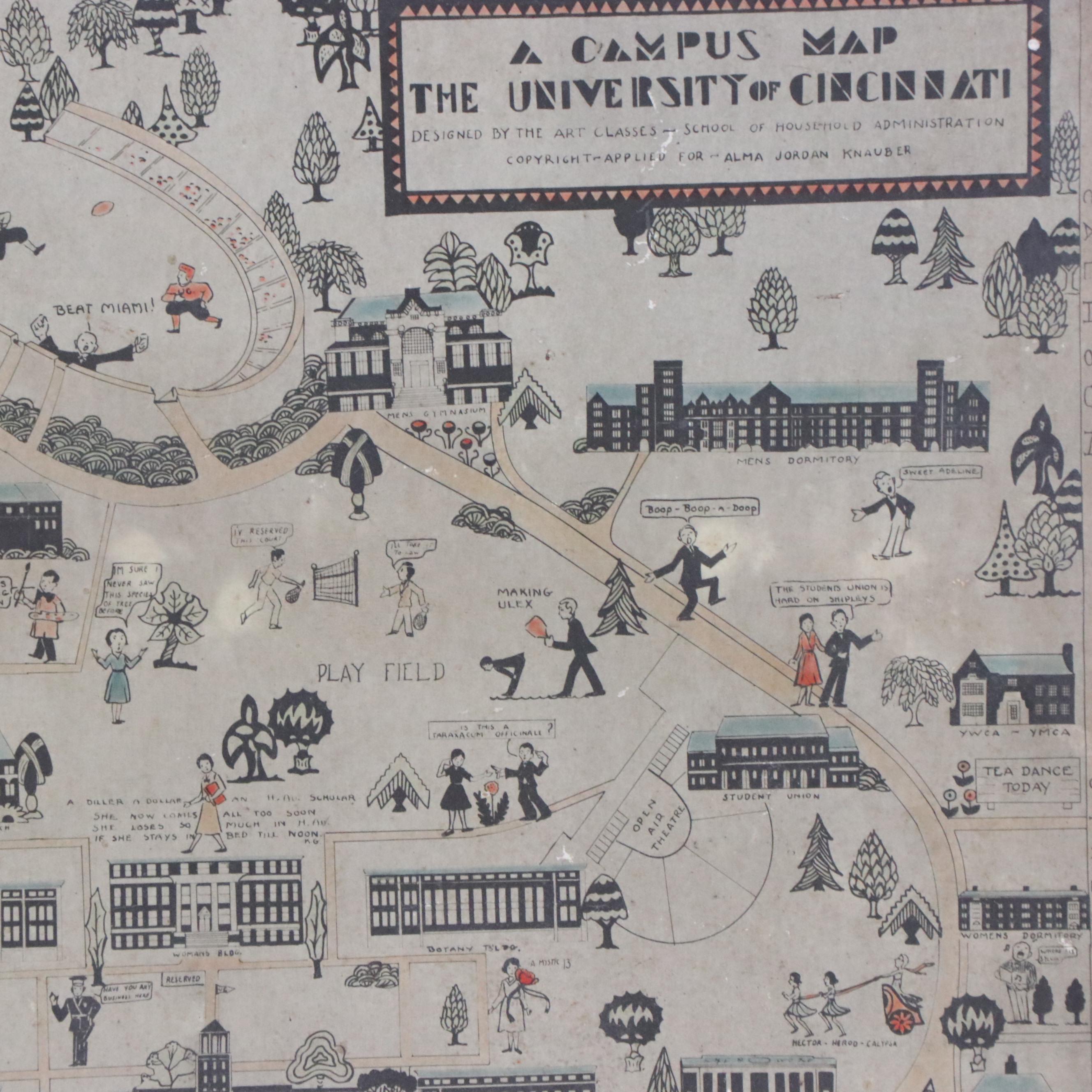 Lithograph Map "A Campus Map of the University of Cincinnati" | EBTH