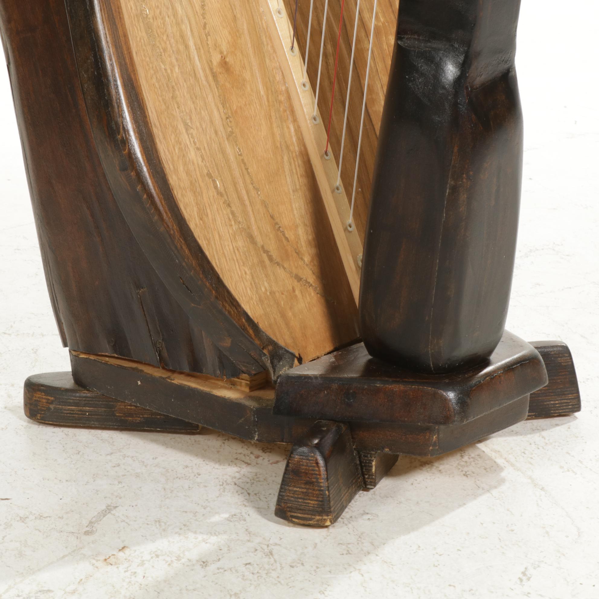 Handmade Lever Harp with Gold Leaf and Opalescent Soundboard | EBTH