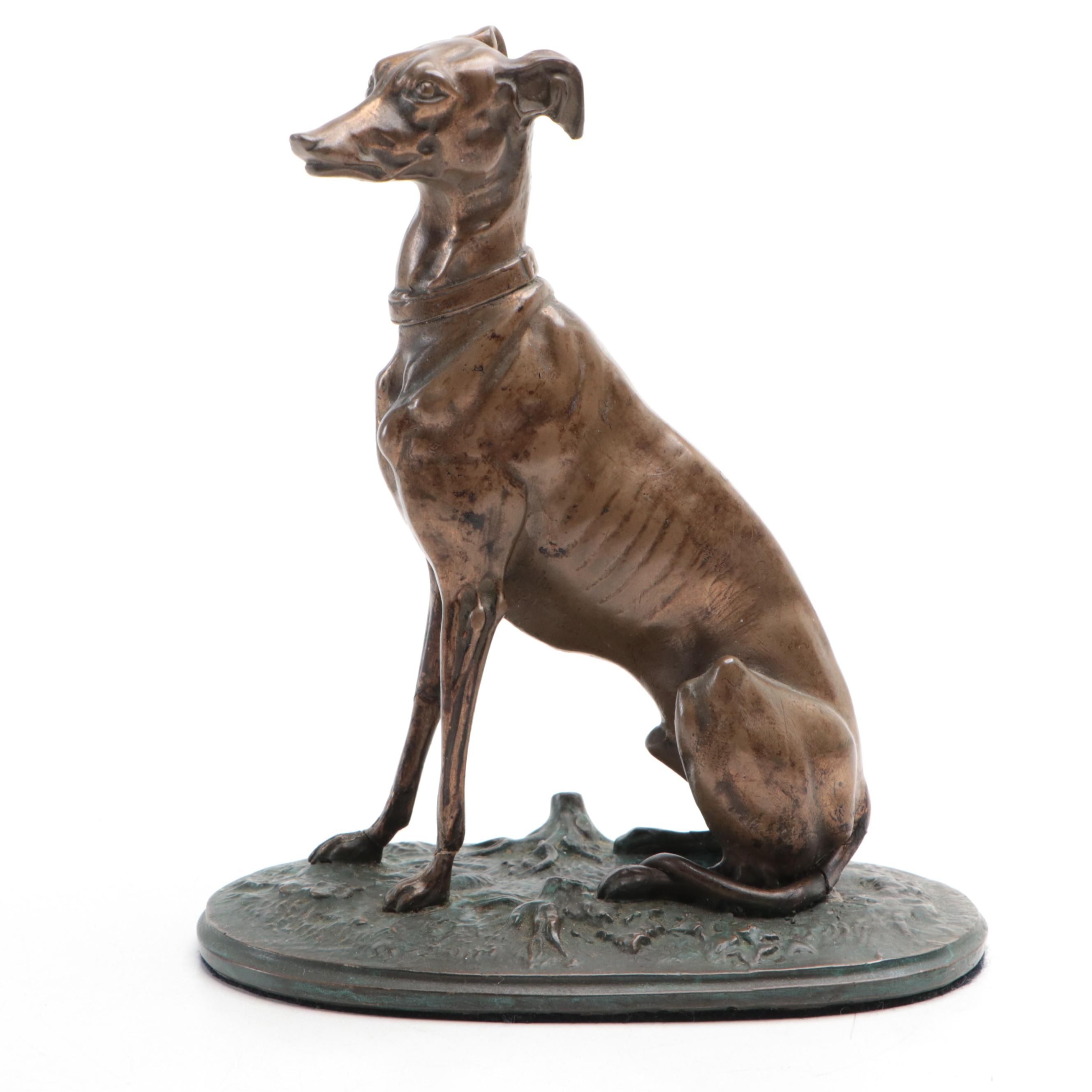 Patinated Metal Sculpture of Sitting Whippet, 20th Century | Everything ...