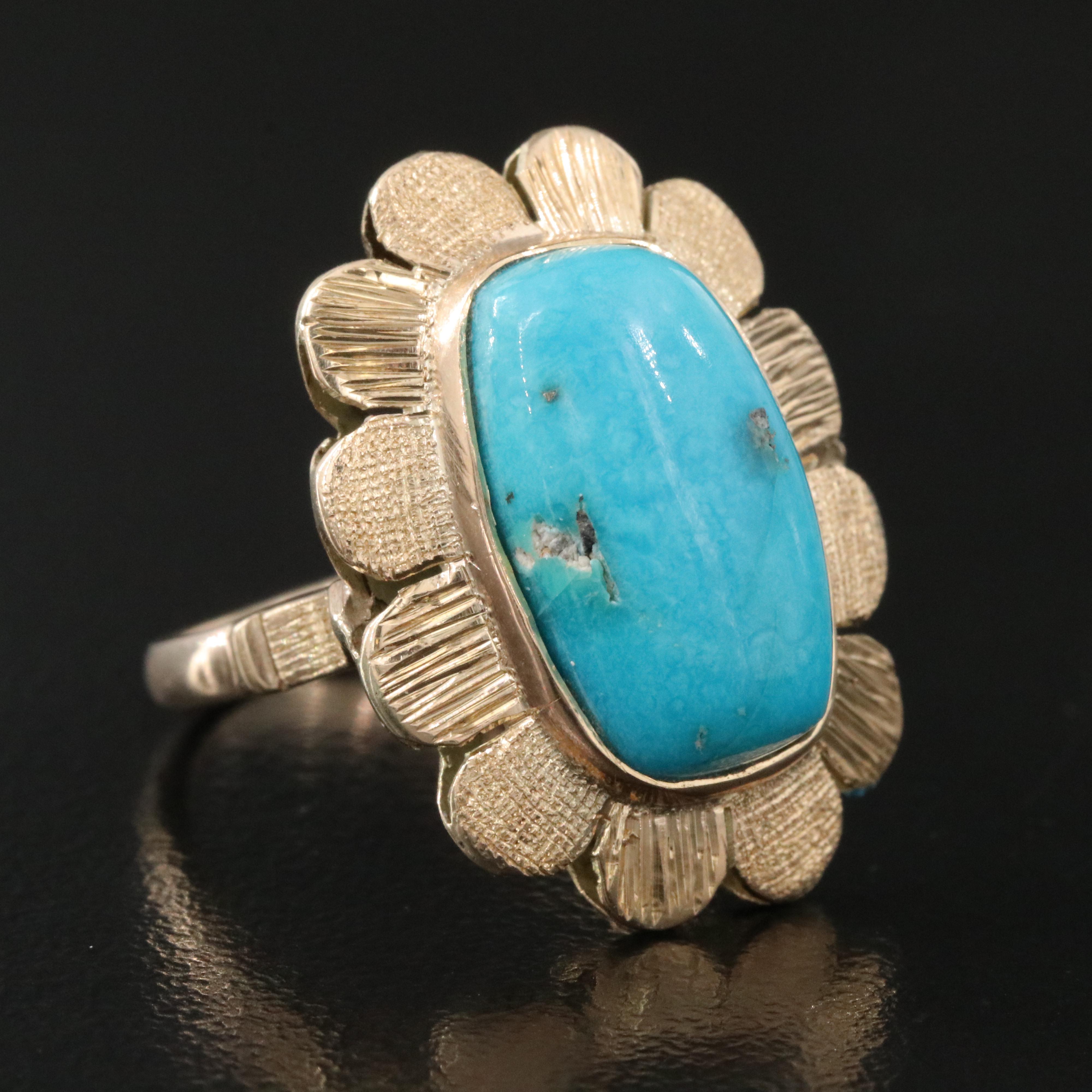 10K Turquoise Flower Ring | Everything But The House