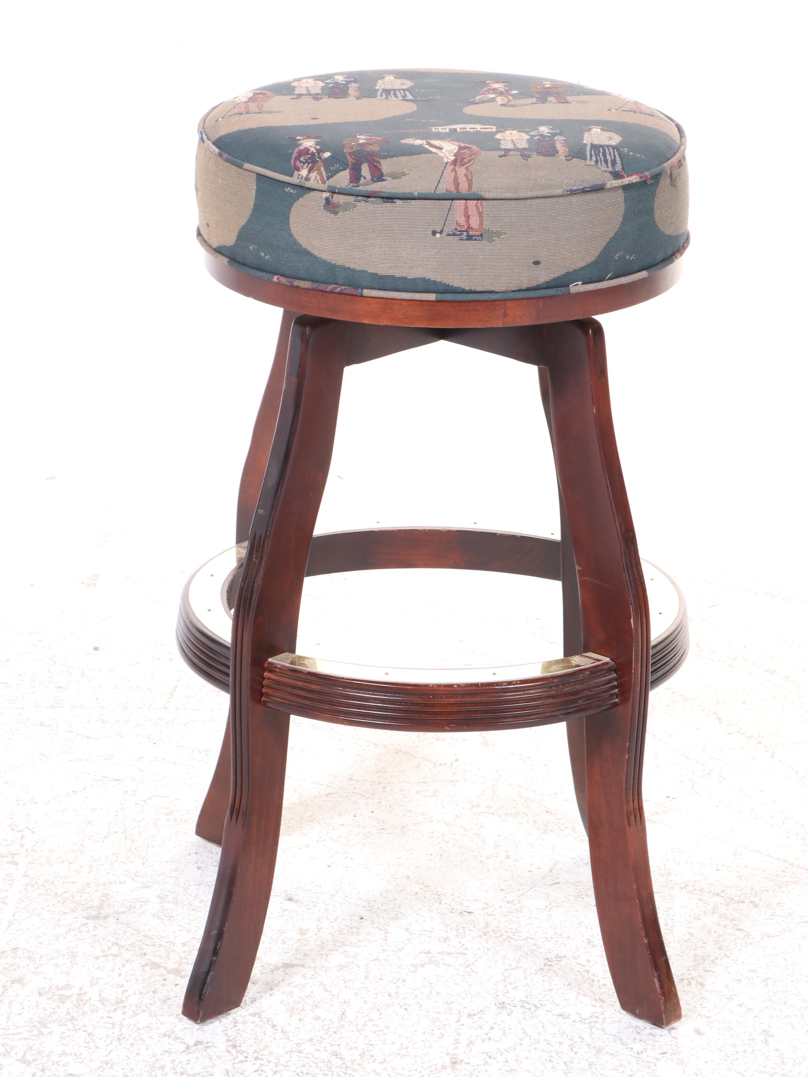 Upholstered Golf-Themed Swivel Stools | Everything But The House