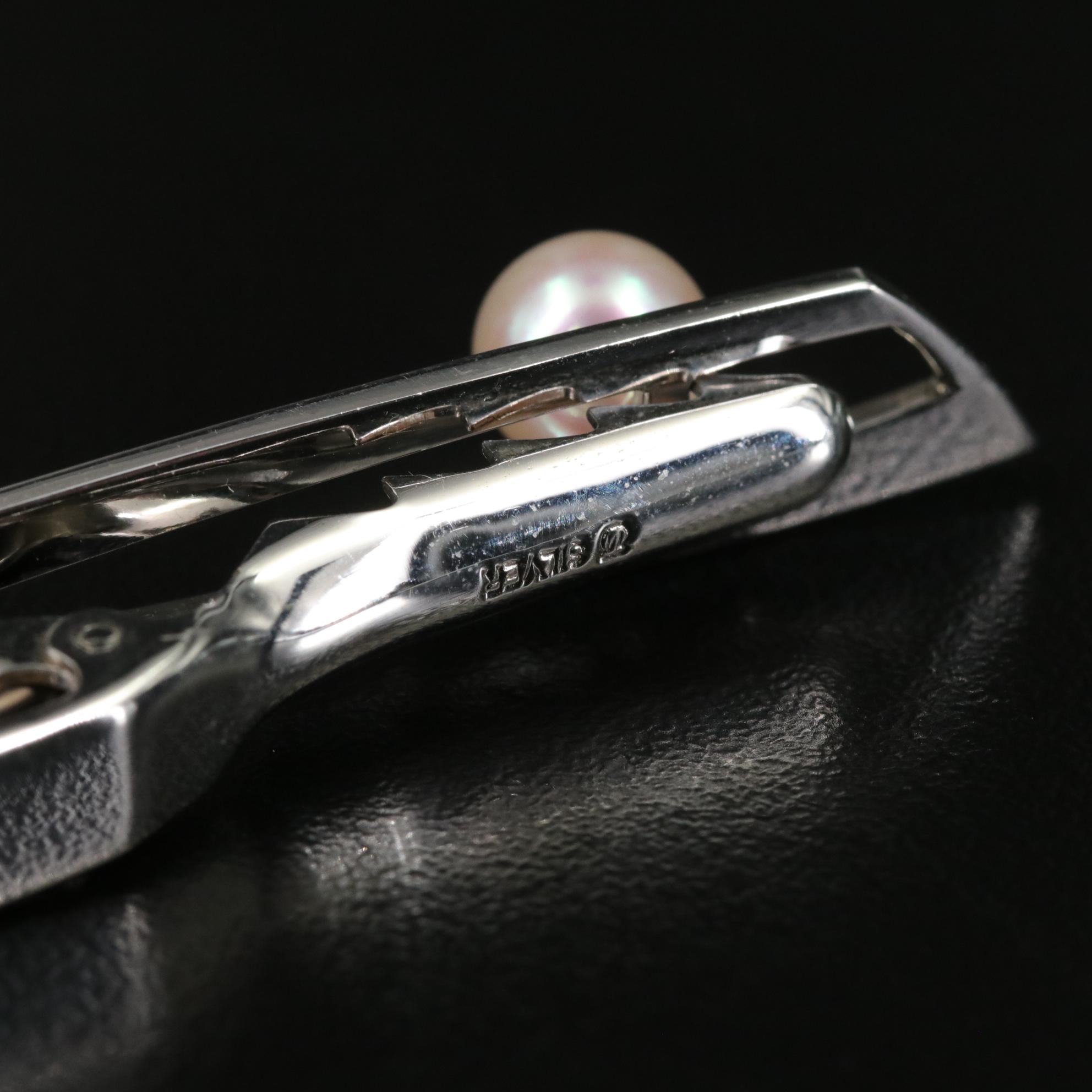 Mikimoto Silver Toned Pearl Cufflink Set | Everything But The House