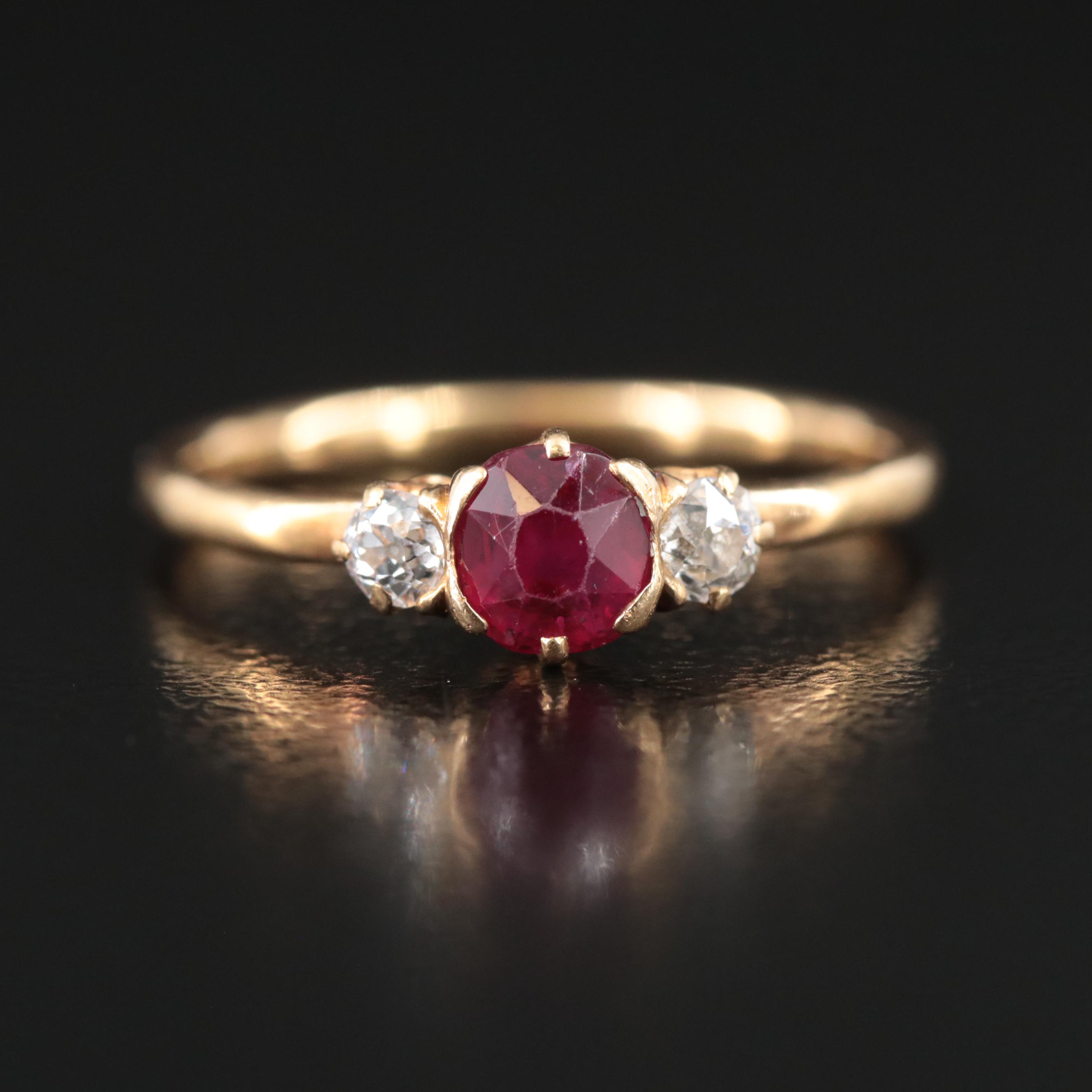 Vintage 18K Ruby and Diamond Ring | Everything But The House