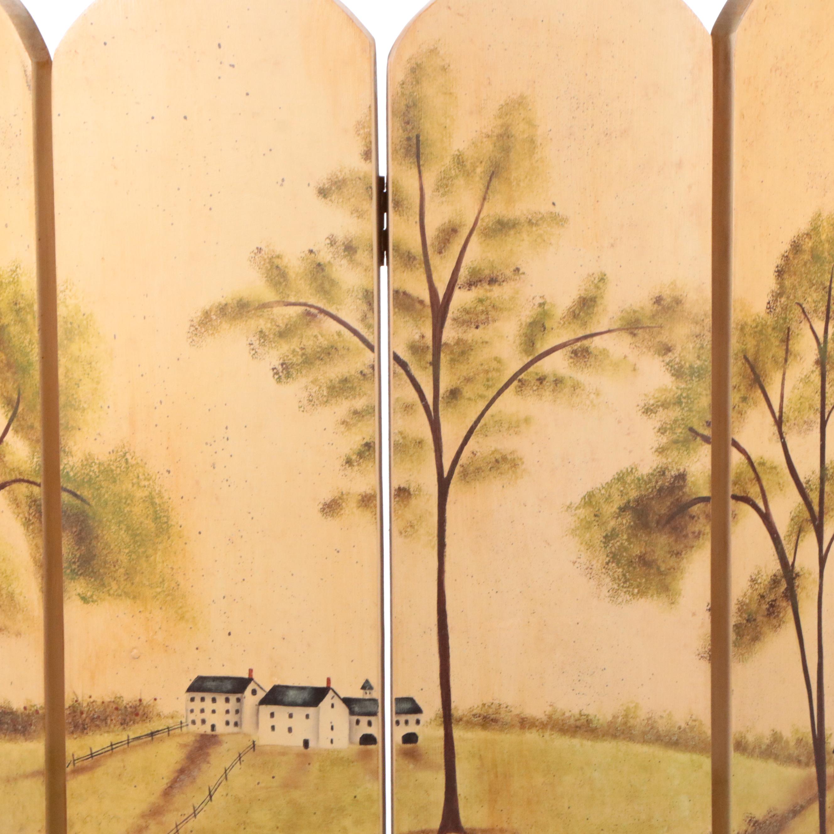 Landscape Motif Finsihed Wood Table Top Screen | Everything But The House