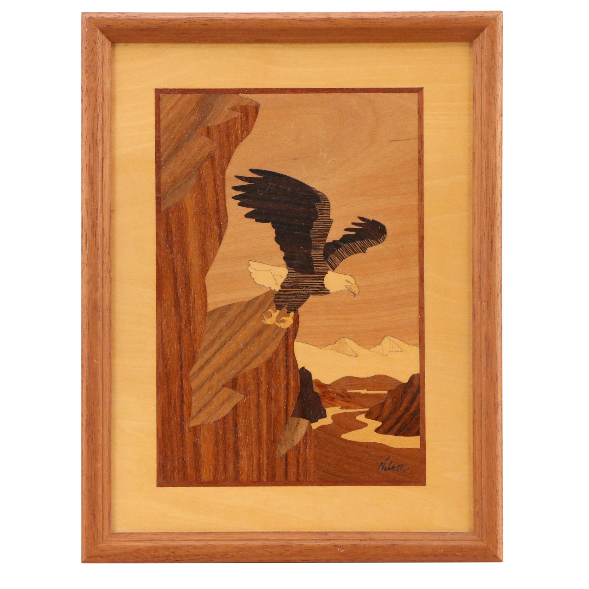 Nelson Wood Inlay Panel of Bald Eagle | Everything But The House